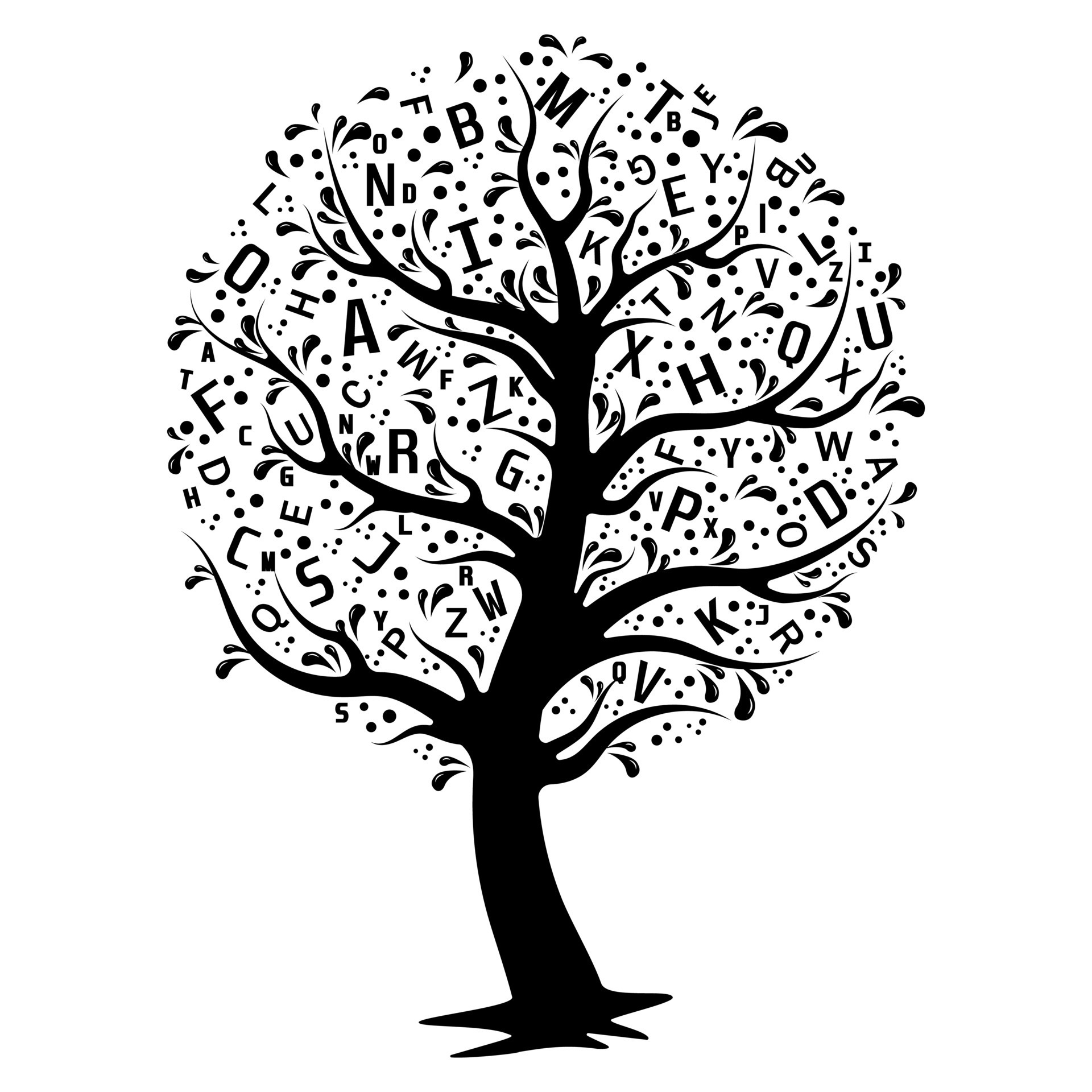 Tree with letters, color vector illustration, isolated on white background 12188568 Vector Art ...