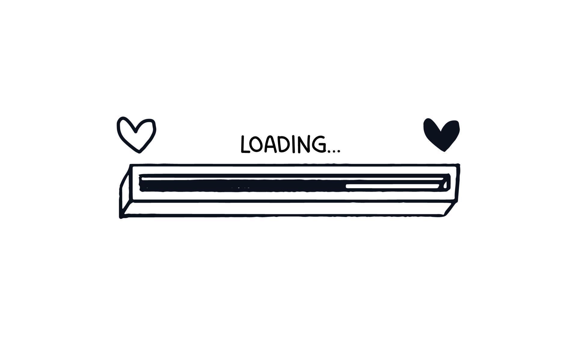 Doodle love loading bar. Hand-drawn 3D progress bar from empty heart to full. Black on white ...