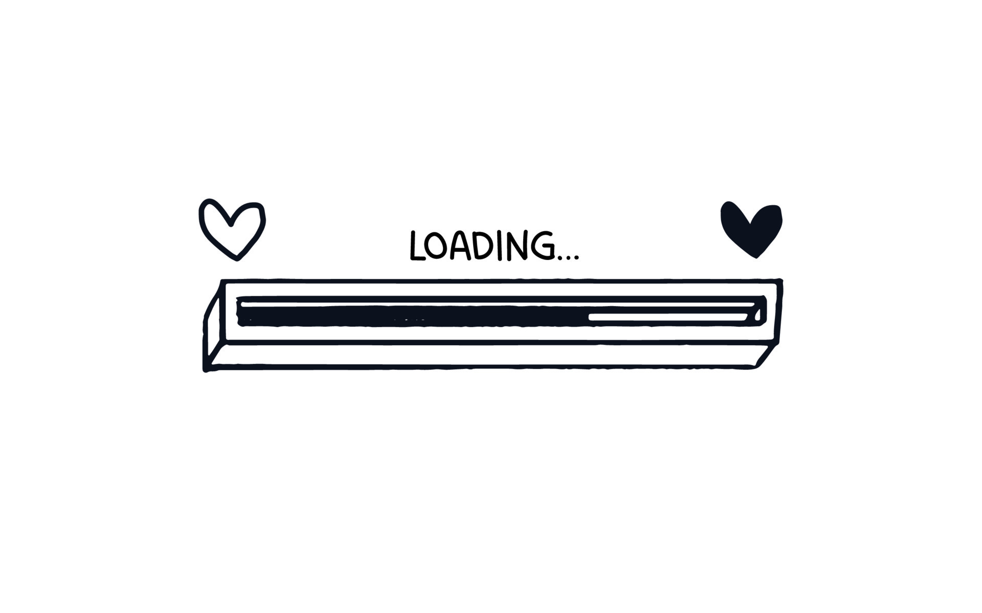 Doodle love loading bar. Hand-drawn 3D progress bar from empty heart to ...