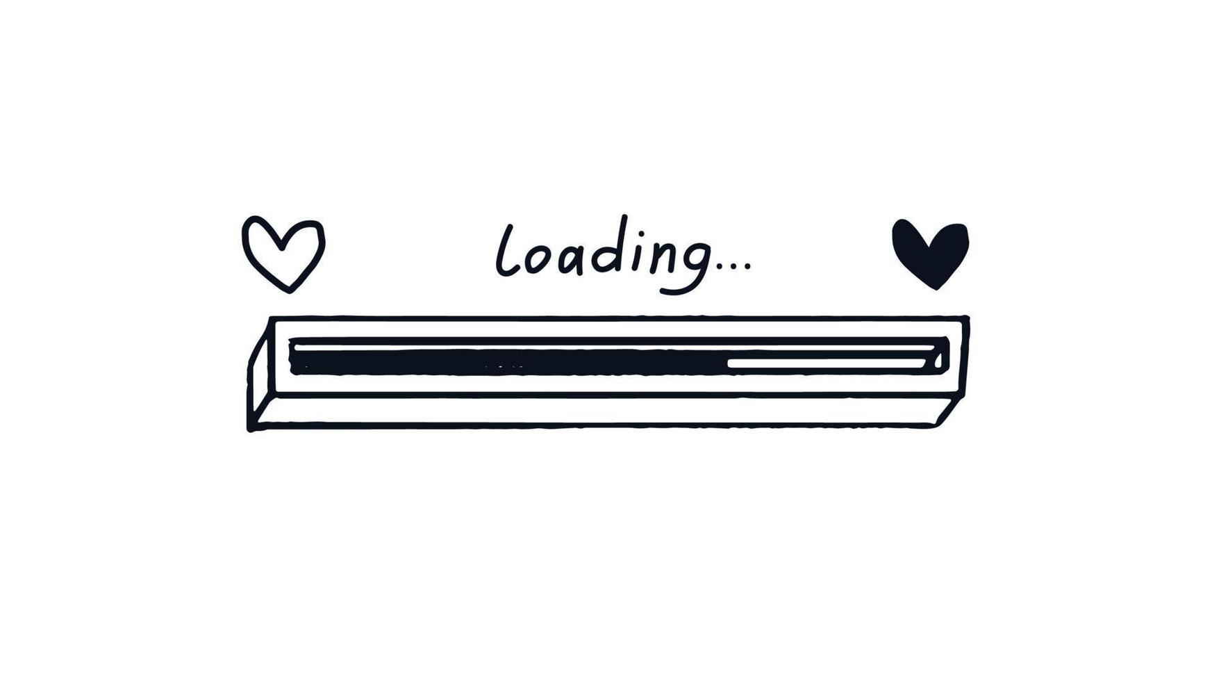 Doodle love loading bar. Hand-drawn 3D progress bar from empty heart to ...