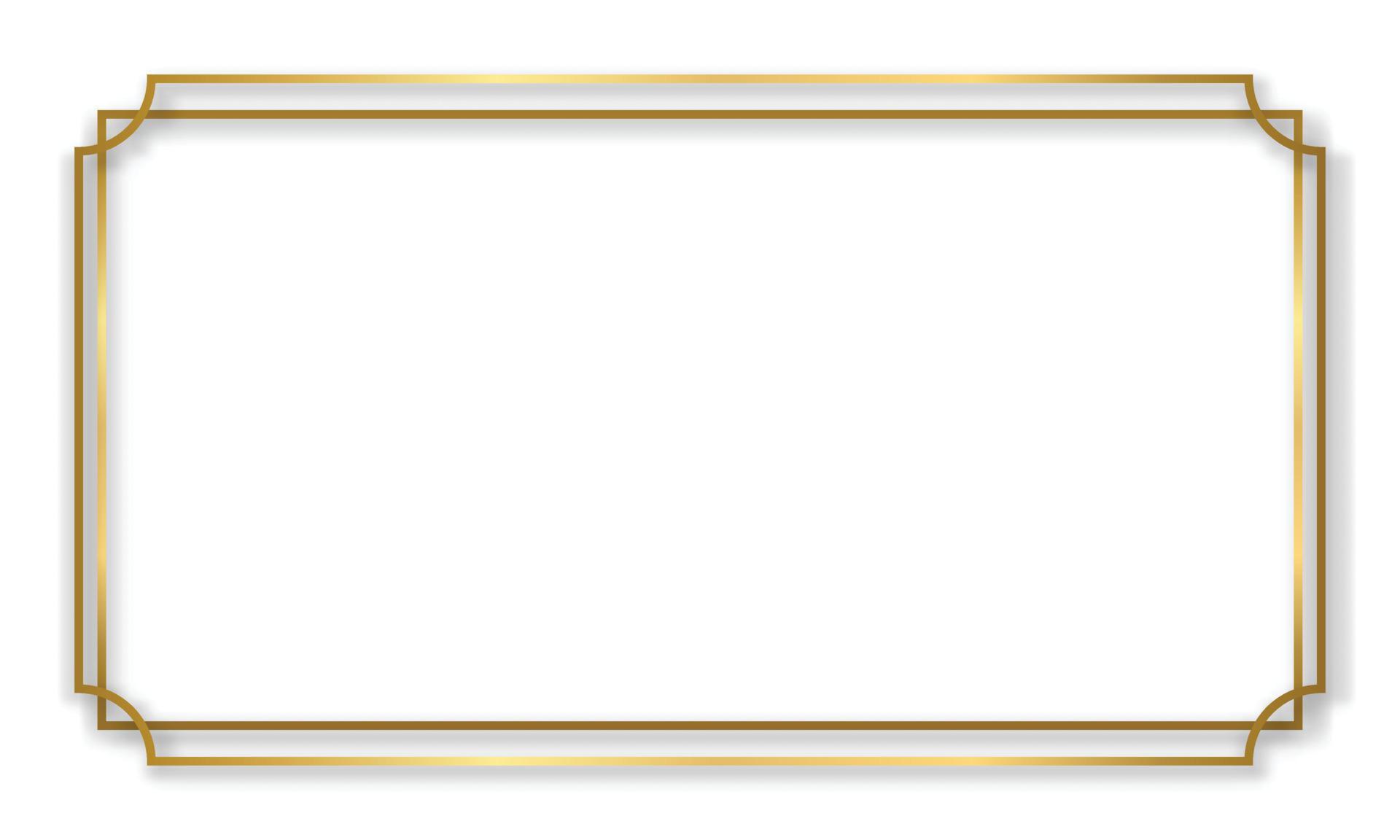 Gold shiny glowing vintage frame with shadows isolated transparent background. Golden luxury ...