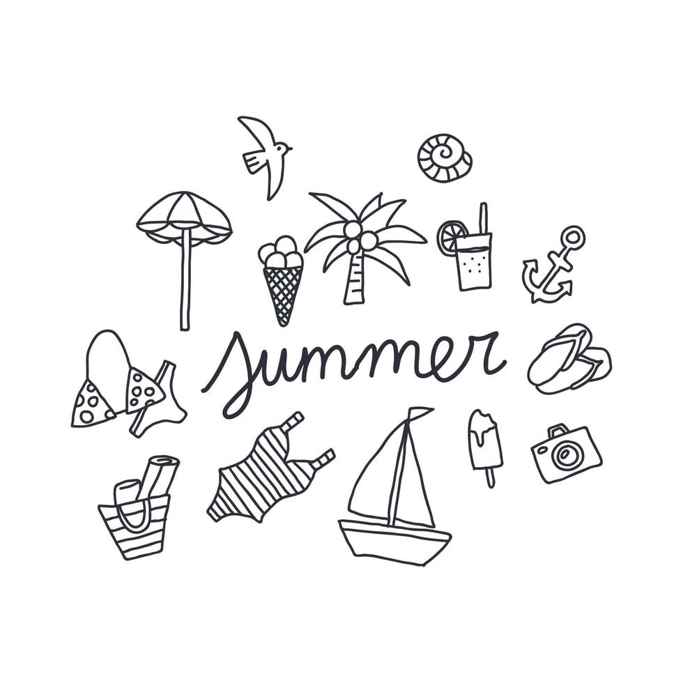 Black and White Summer Doodles 12190645 Vector Art at Vecteezy Black and White Summer Doodles 12190645 Vector Art at Vecteezy