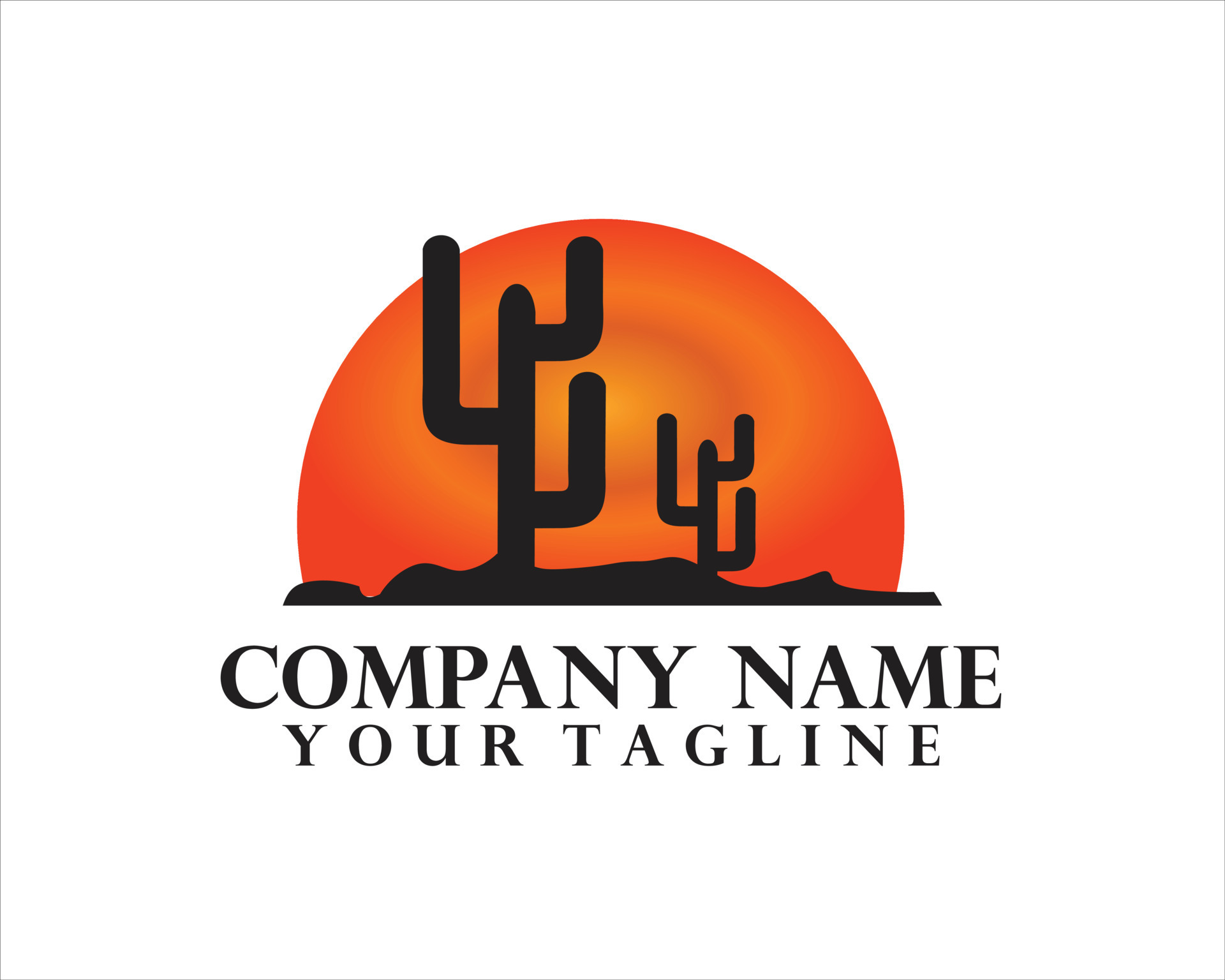 Cactus Tree Logo With Sunset Background 12190844 Vector Art At Vecteezy