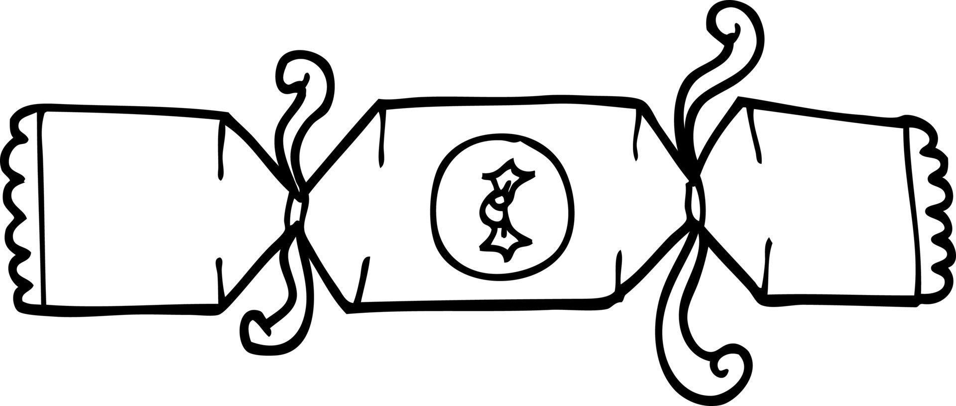 Line Drawing Cartoon Christmas Cracker 12198784 Vector Art At Vecteezy