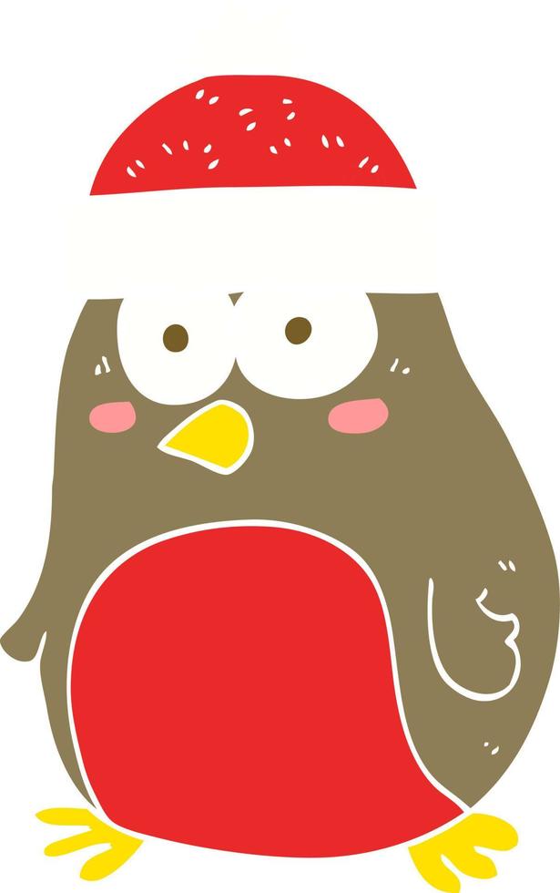 flat color illustration of a cartoon christmas robin 12198980 Vector ...