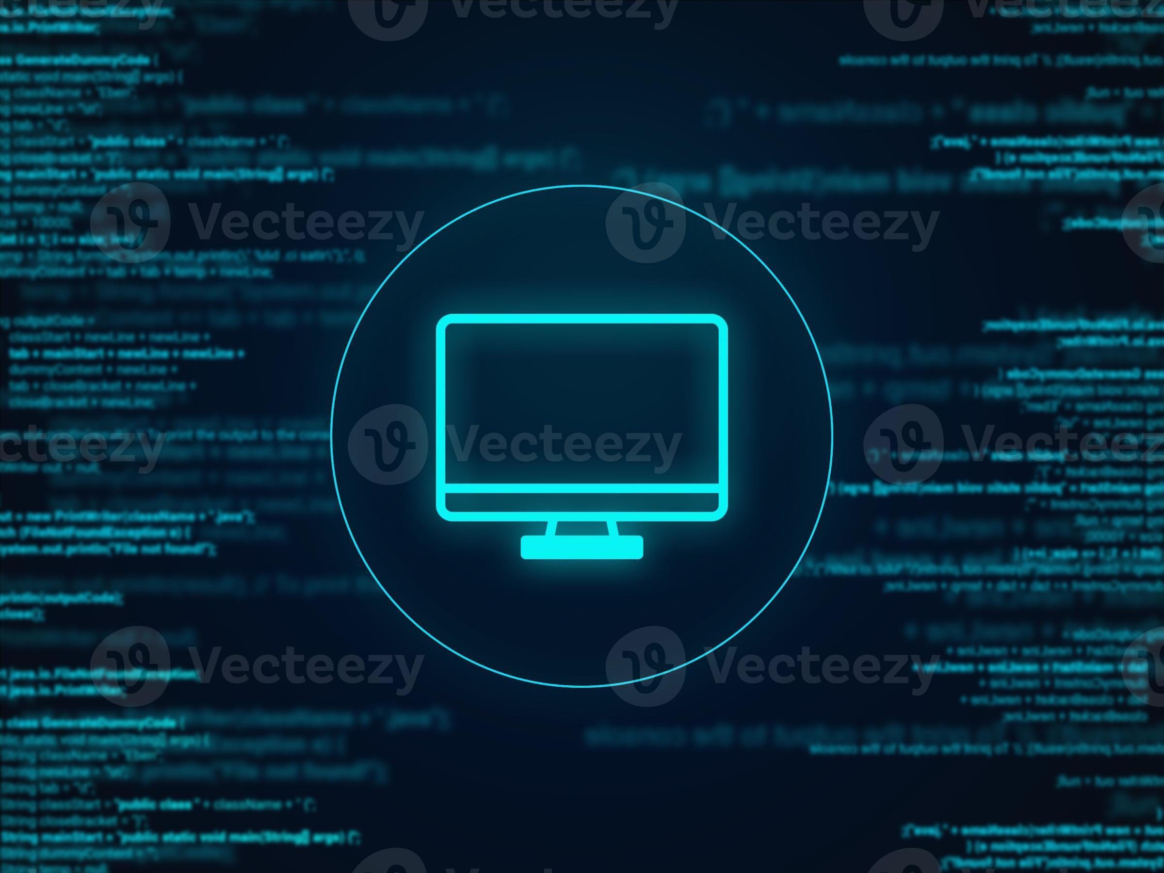 Computer coding concept. Lines of code with a computer icon. 12203754 ...