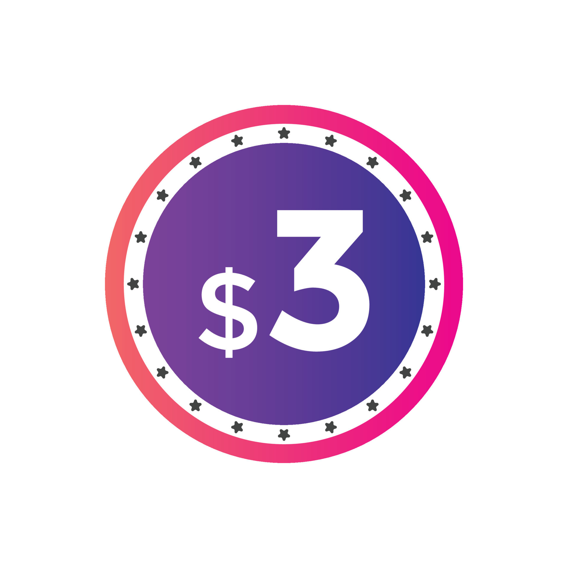 Etiqueta de precio de 3 dólares. Símbolo de precio de 3 dólares usd. precio banner de venta de 3 ...