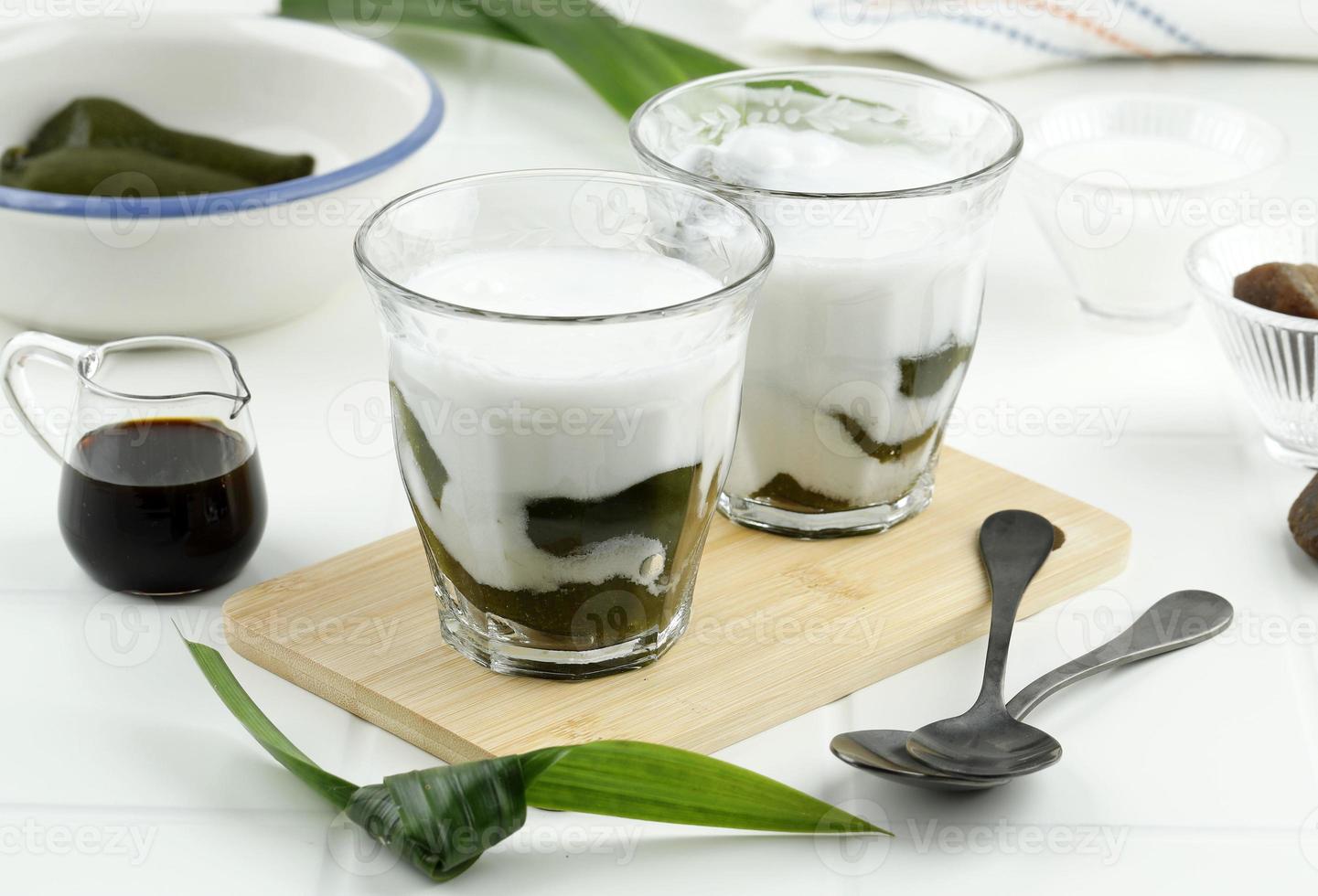 Es Daluman. Balinese Cold Dessert Drink of Grass Jelly with Coconut Milk and Palm Sugar Syrup ...