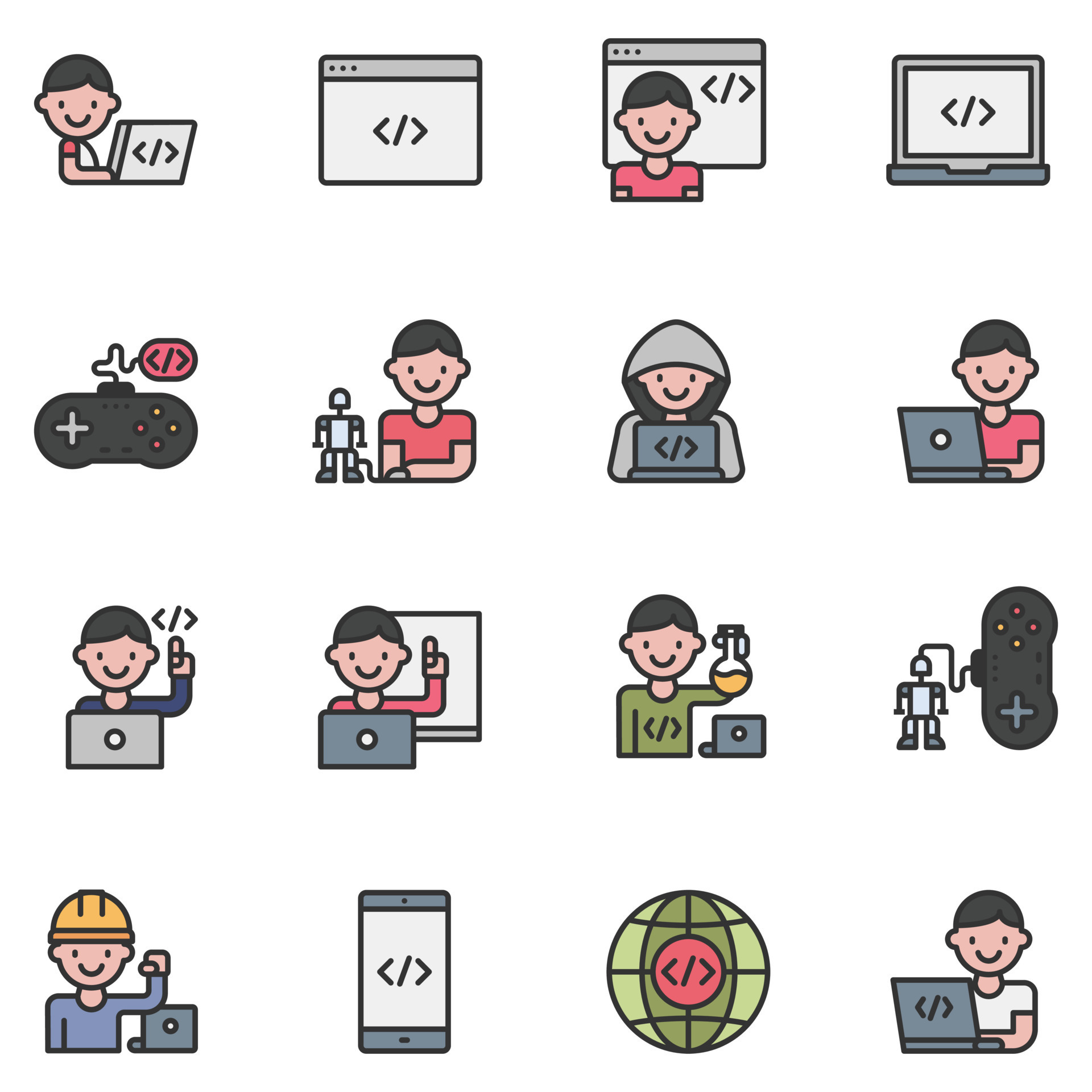 kids coding icon vector , studying, game, development, robotics ...