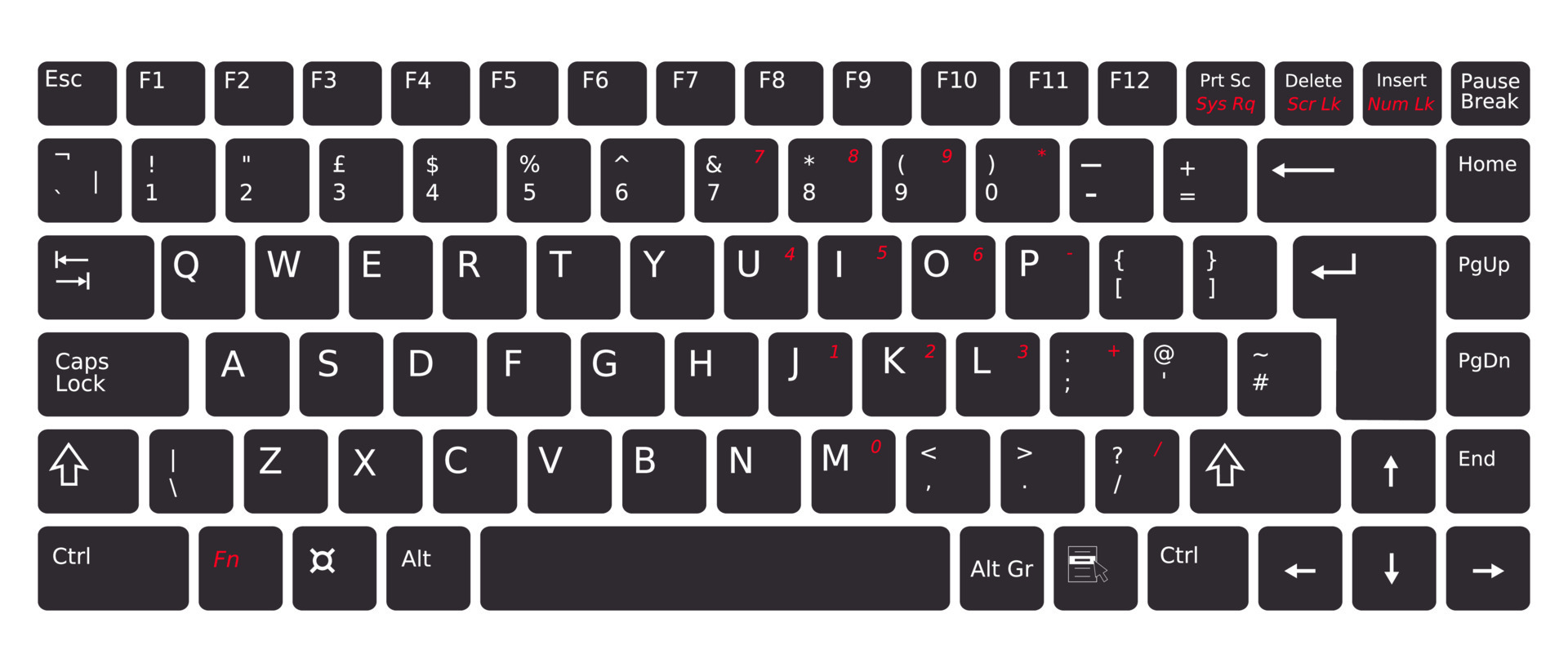 Keyboard Of Computer Laptop Modern Key Buttons For Pc Black Keyboard Isolated On White