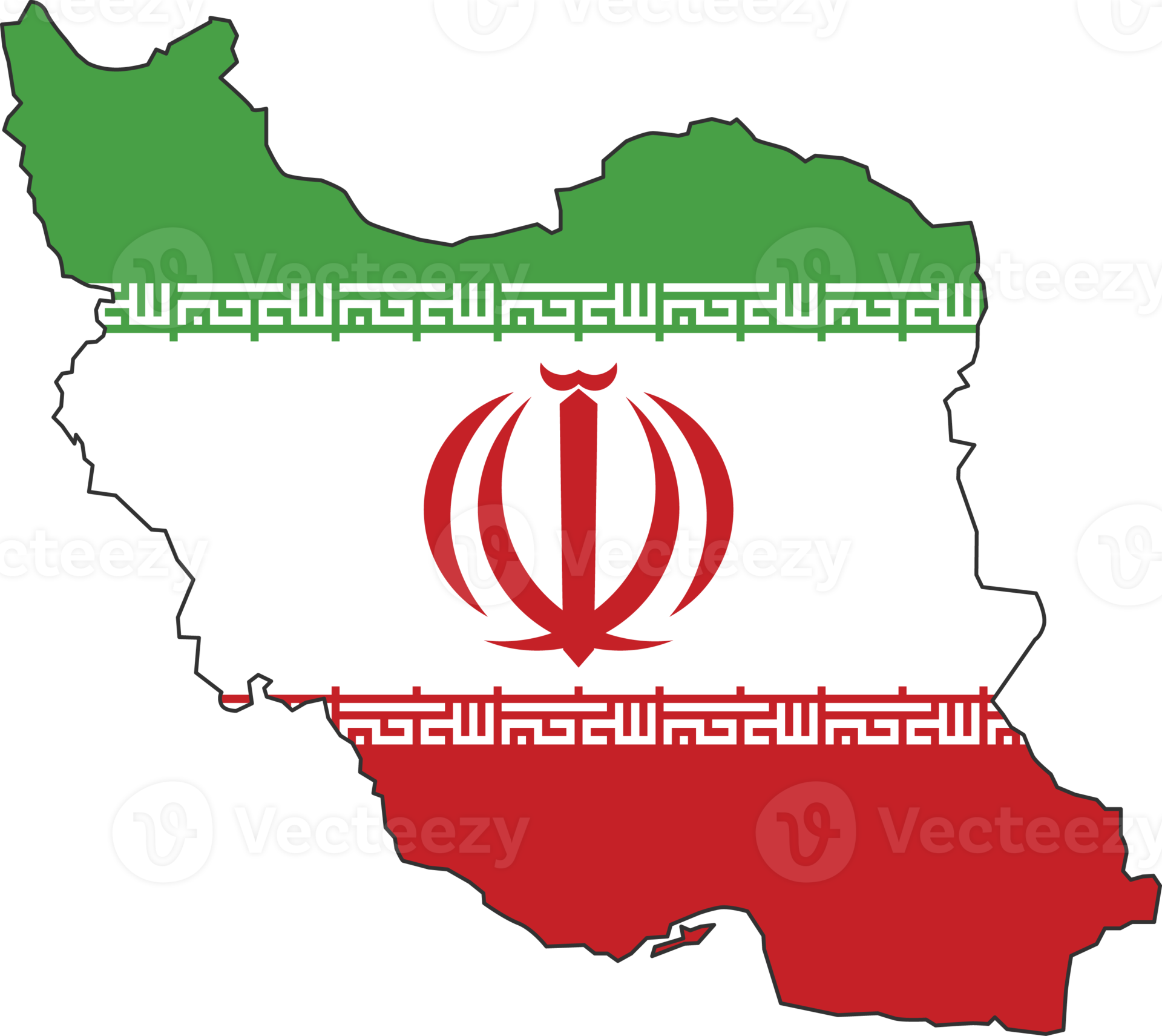 Iran Map City Color Of Country Flag 12221823 Png