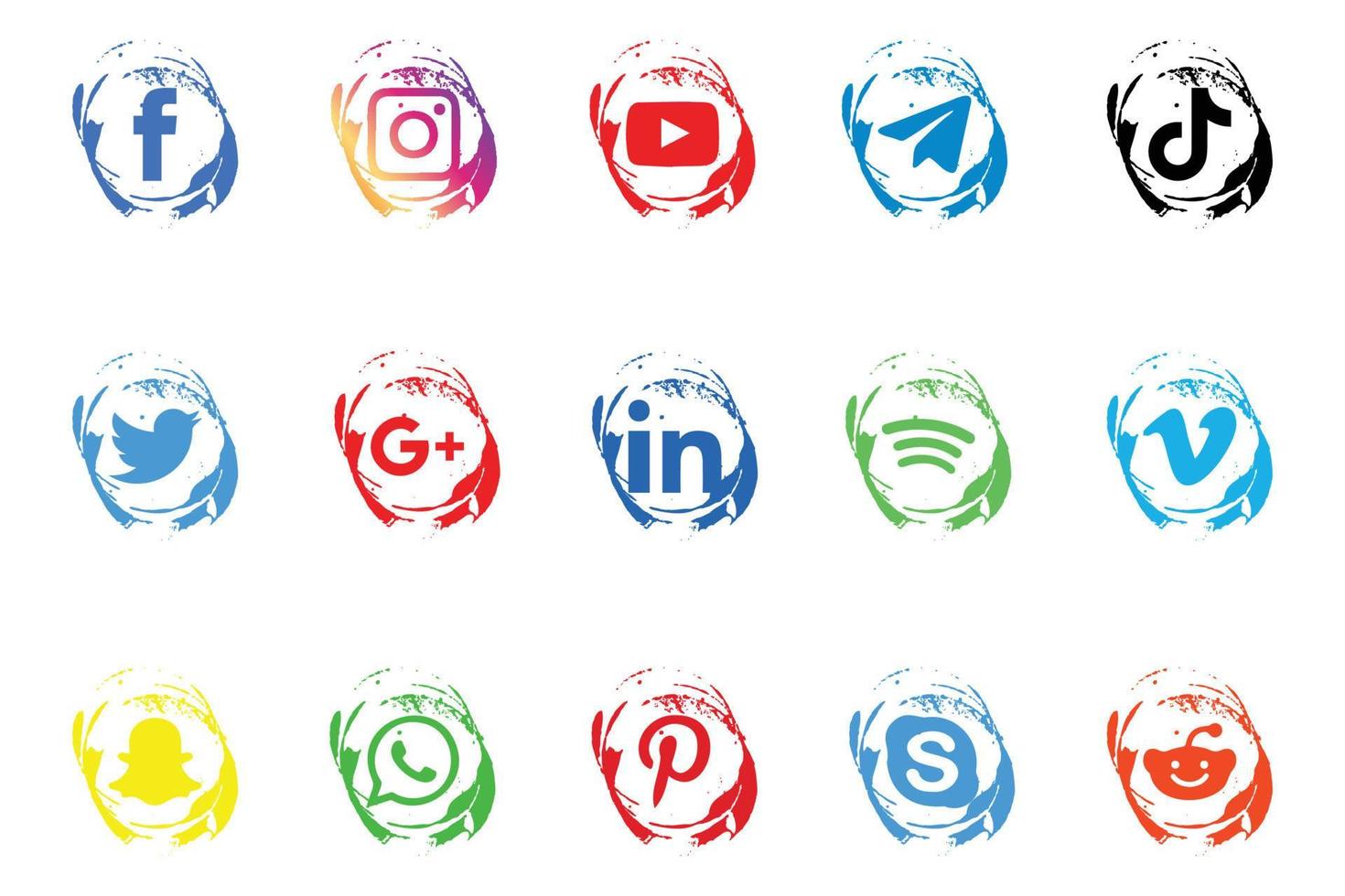 Brush Social Media Popular Icon Collection Facebook Youtube Tiktok Telegram Whatsapp Skype
