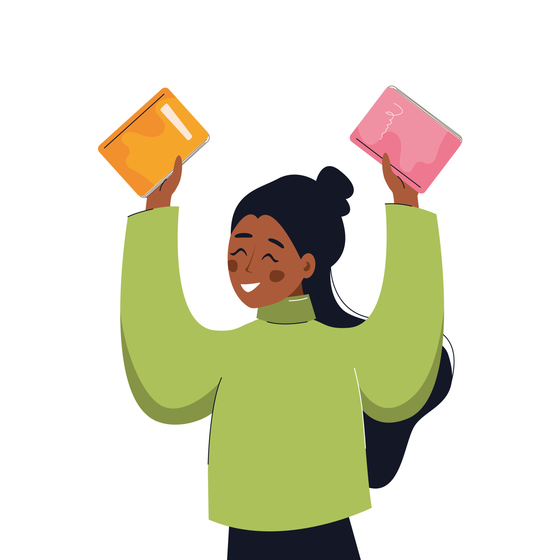 Happy Smiling Dark Skinned Woman Holding Books Concept Of Books Education Reading