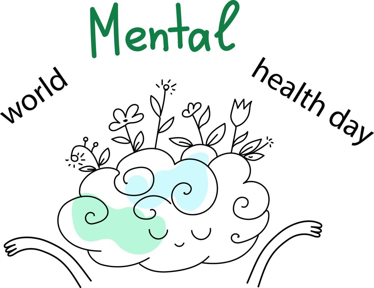 Vector world mental health day poster doodle hand drawn style ... Vector world mental health day poster doodle hand drawn style ...