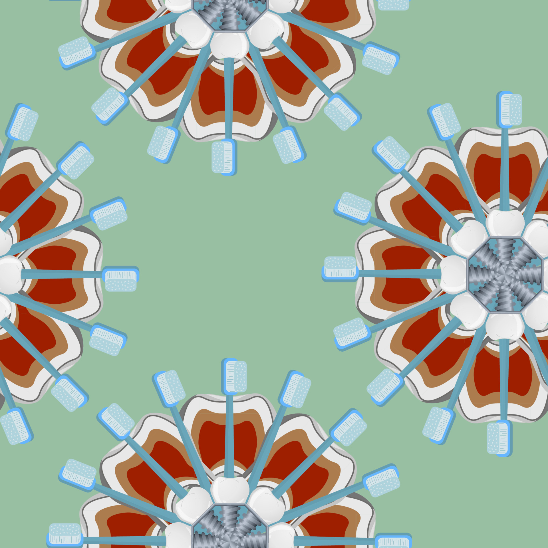 Teeth and Toothbrush Pattern in realistic style. Dental equipment ...