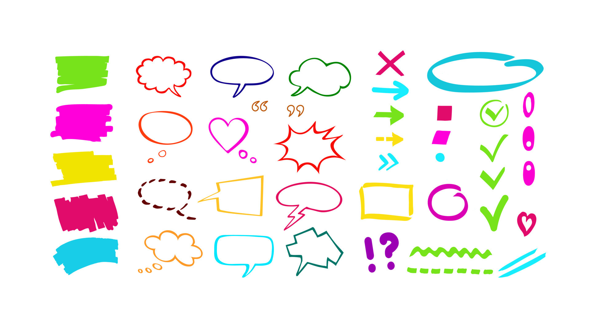 Colorful Marker Shapes, Pointers, Lines, Speech Bubbles. Big Set of ... Colorful Marker Shapes, Pointers, Lines, Speech Bubbles. Big Set of ...