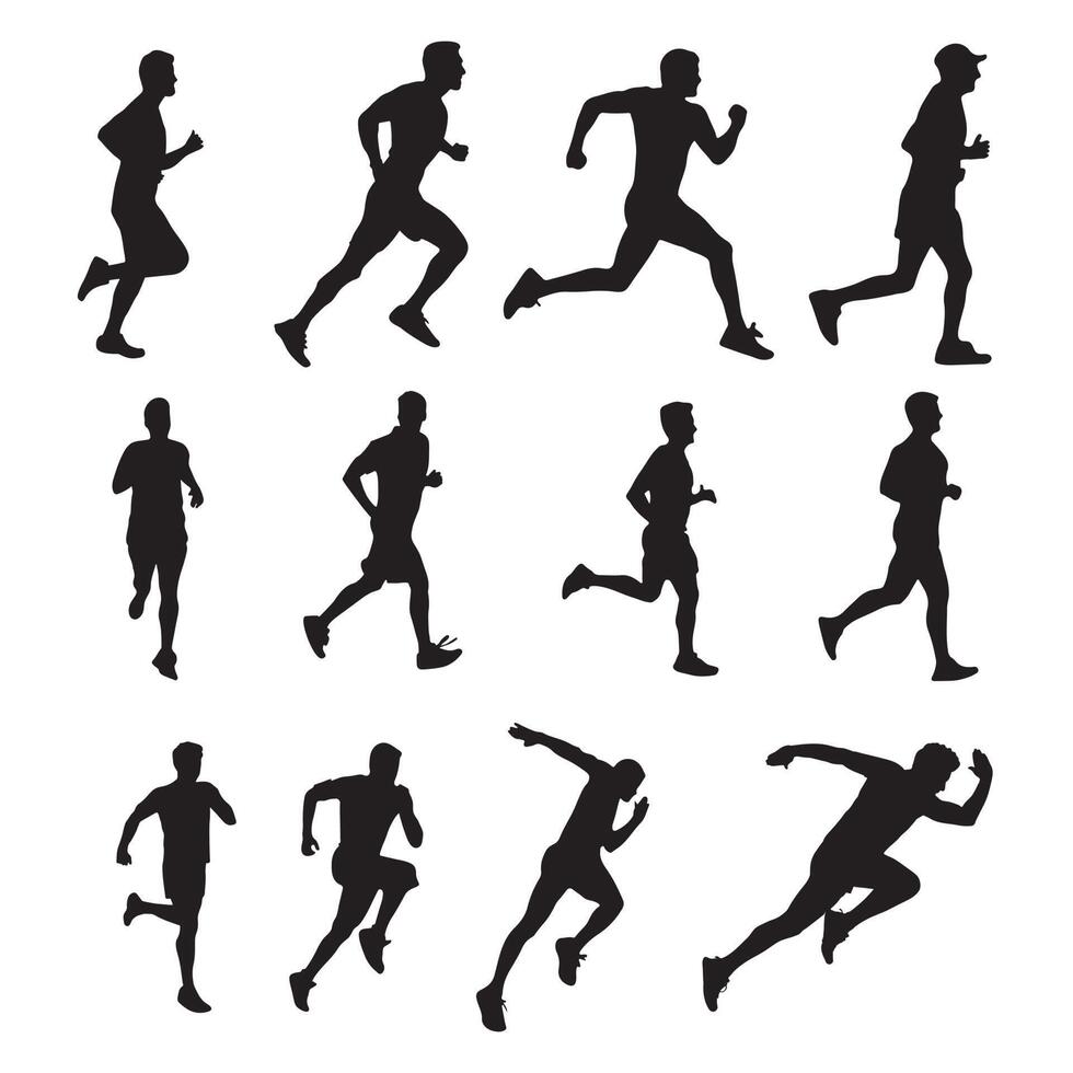 Conjunto De Colección De Silueta De Hombre Corriendo 12252637 Vector En