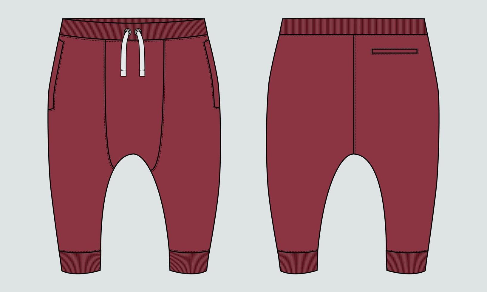 Fleece Cotton Jersey Basic Sweat Pant Technical Fashion Flat Sketch