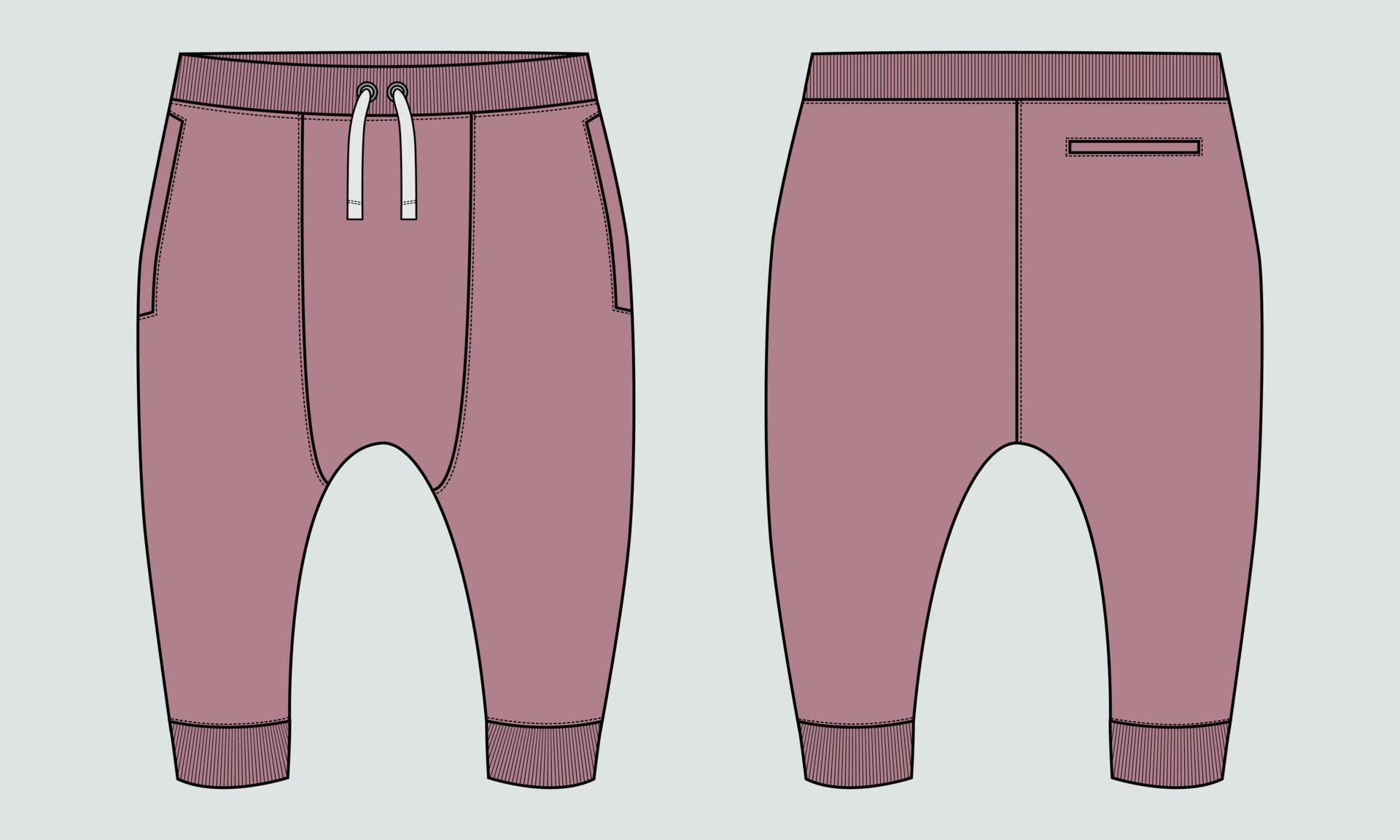 Fleece Cotton Jersey Basic Sweat Pant Technical Fashion Flat Sketch