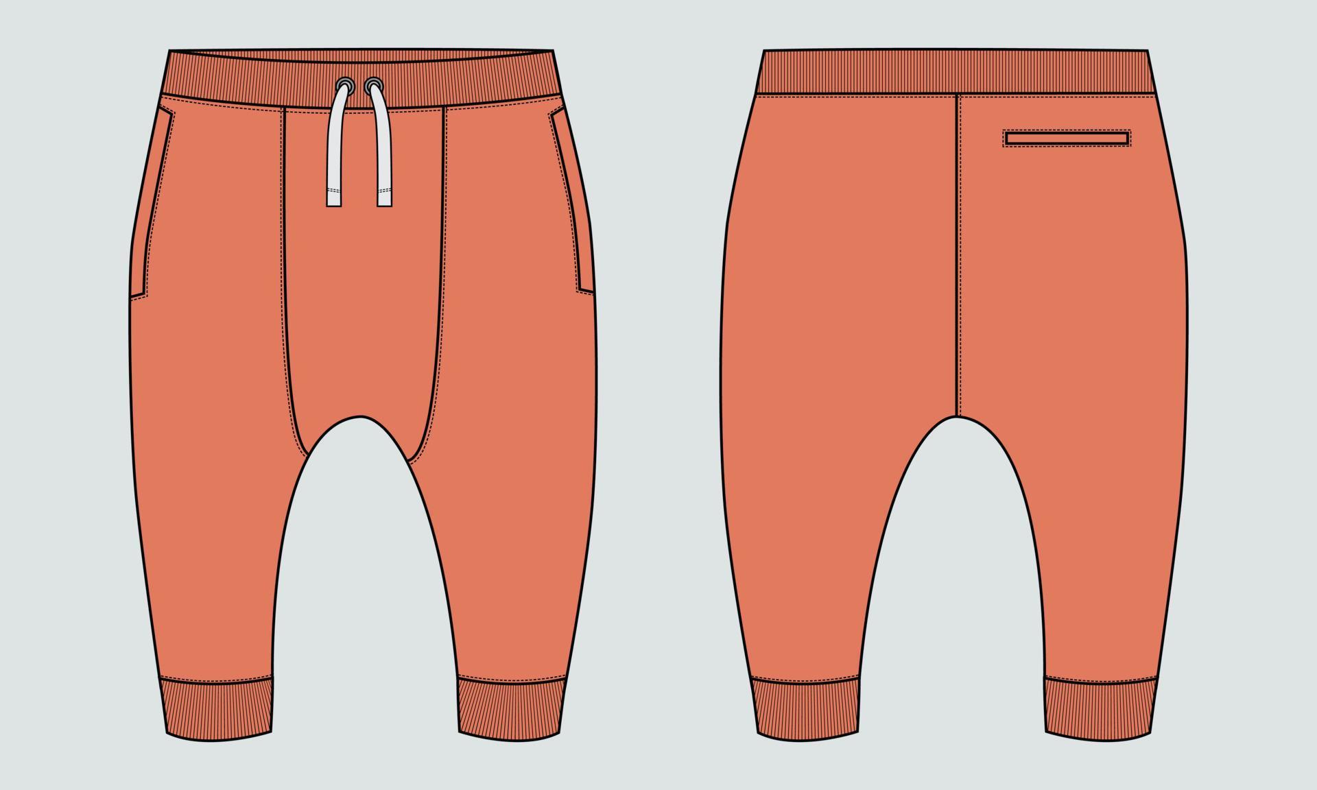 Fleece Cotton Jersey Basic Sweat Pant Technical Fashion Flat Sketch