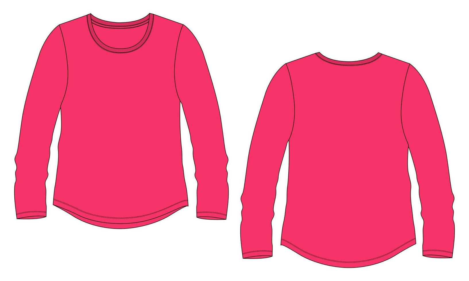Relax Fit Long Sleeve T Shirt Overall Technical Fashion Flat Sketch