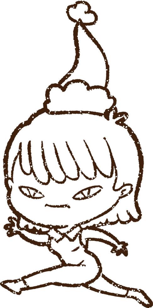 Dibujo De Carboncillo De Mujer De Navidad 12255565 Vector En Vecteezy