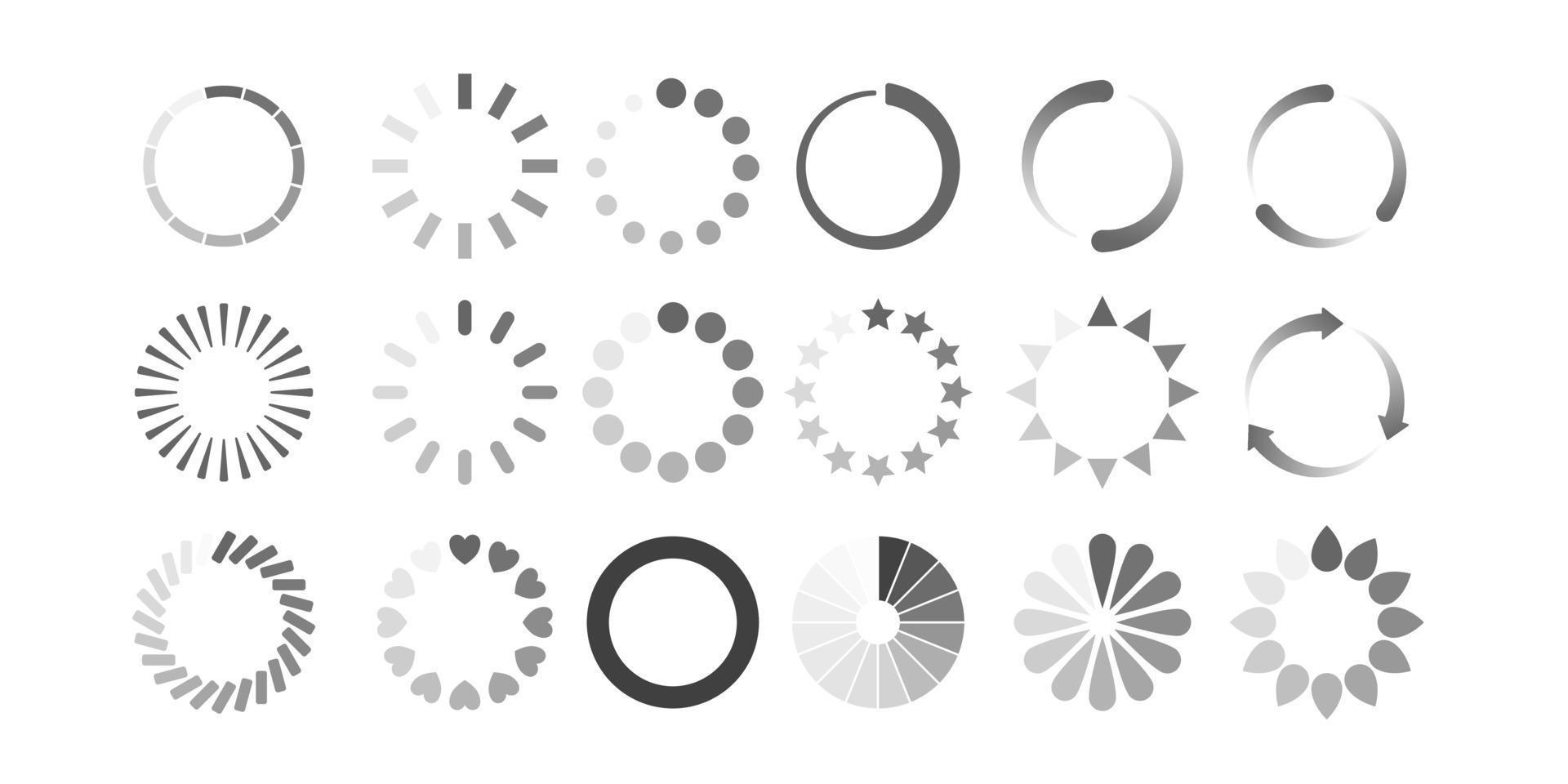 Loading Icon Pack. Buffer loader or preloader. Download or Upload. Collection of simple web or ...