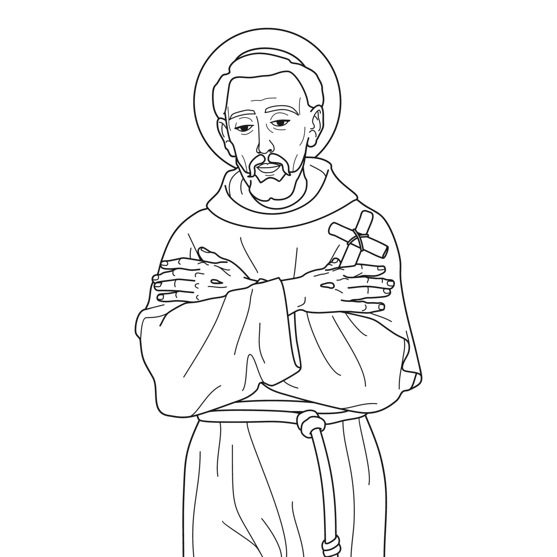 Saint Francis Of Assisi Vector Illustration Outline Monochrome 12255975 Vector Art At Vecteezy