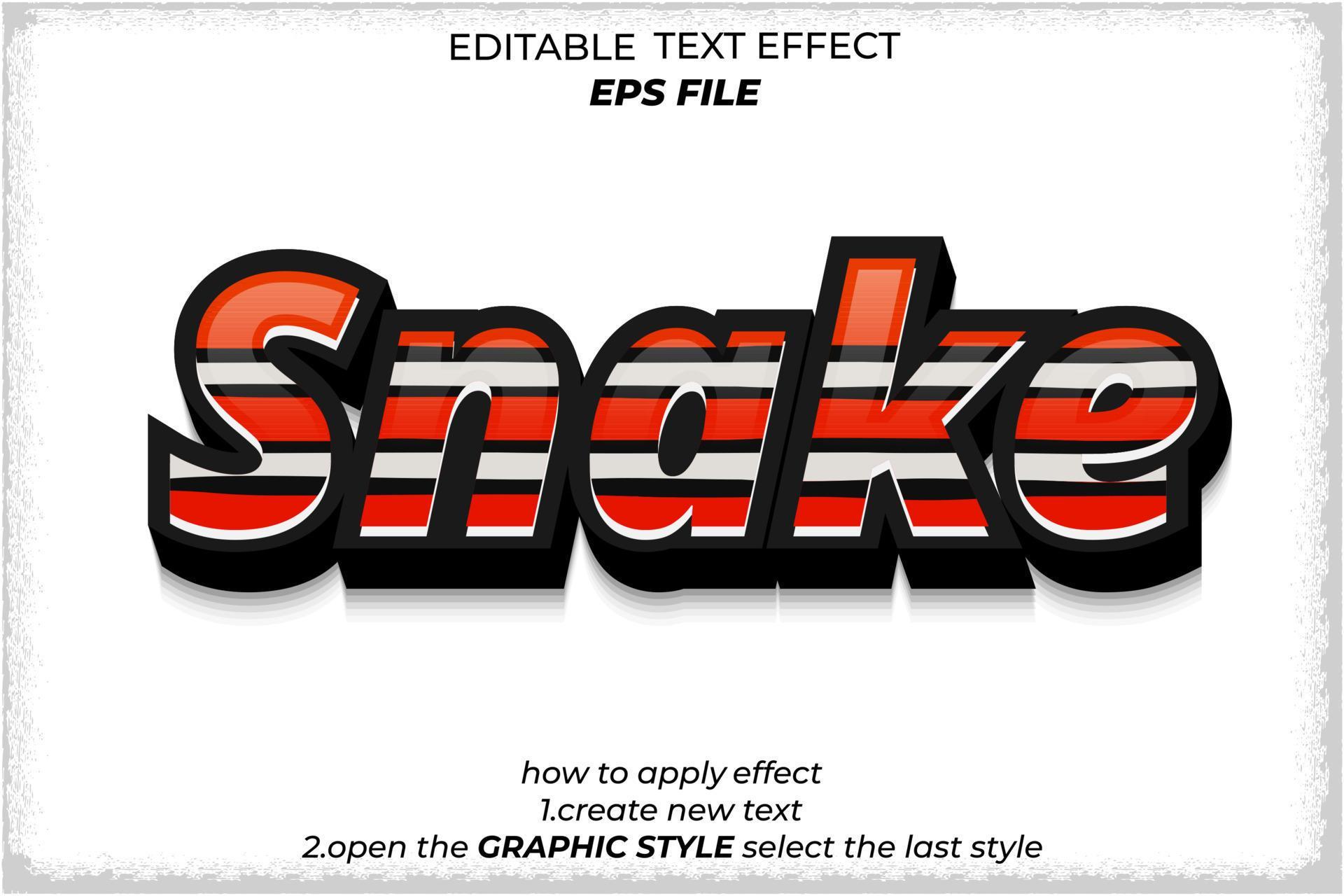 snake text effect, font editable, typography, 3d text. vector template ...