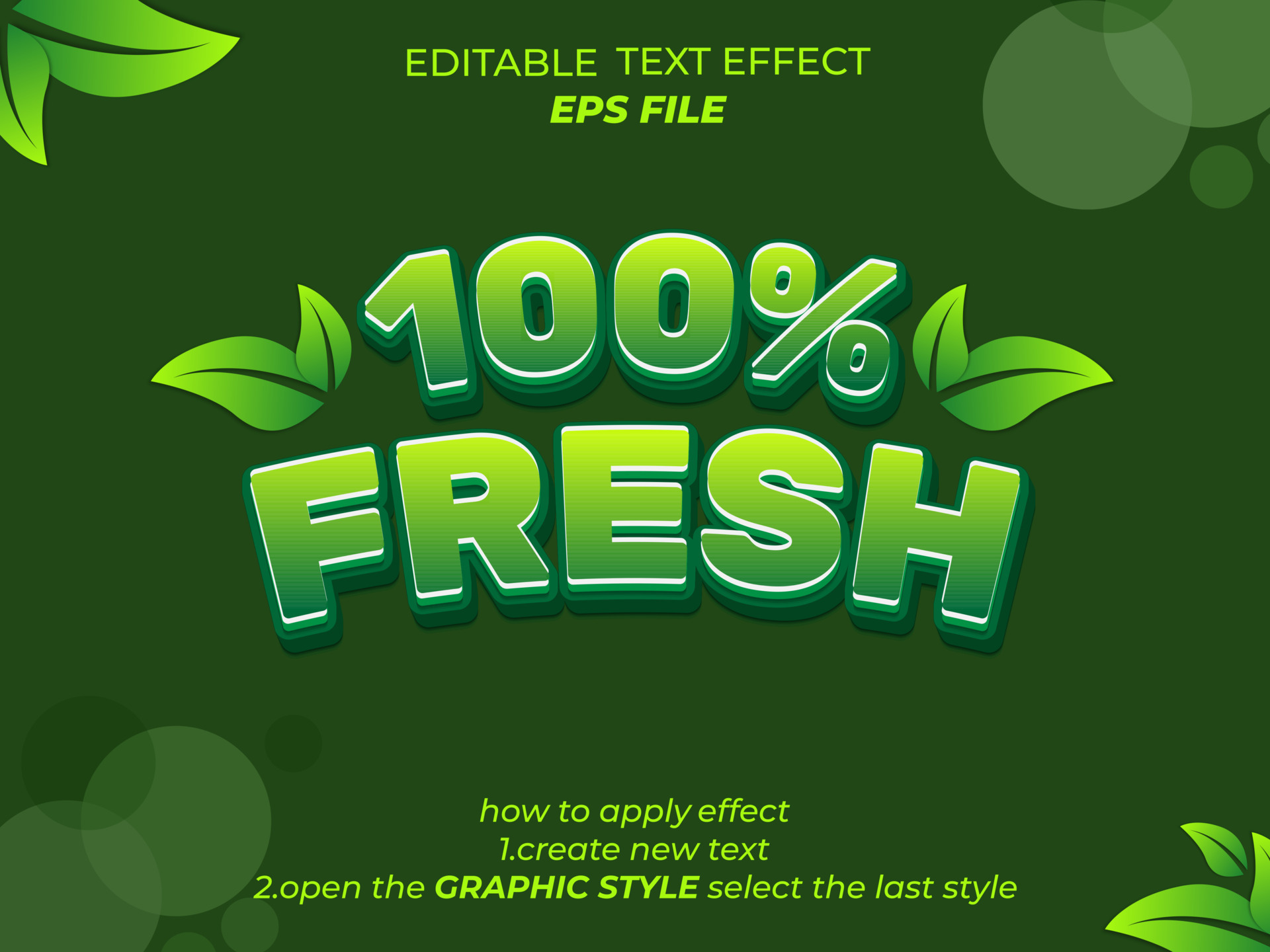 fresh text effect, font editable, typography, 3d text. vector template ...