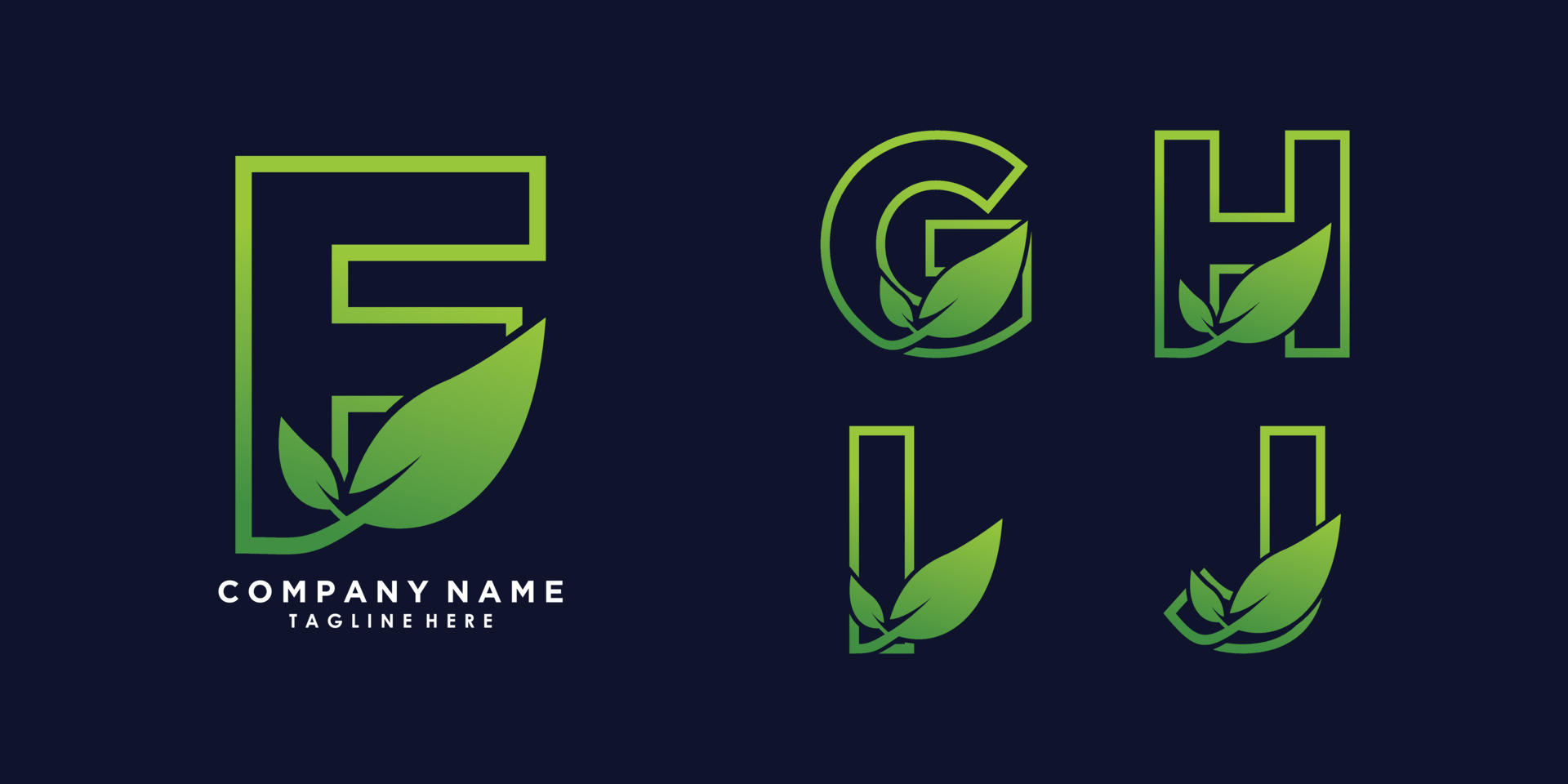 letter f,g,h,i,j logo design with leaf creative concept premium vector 12258033 Vector Art at ...
