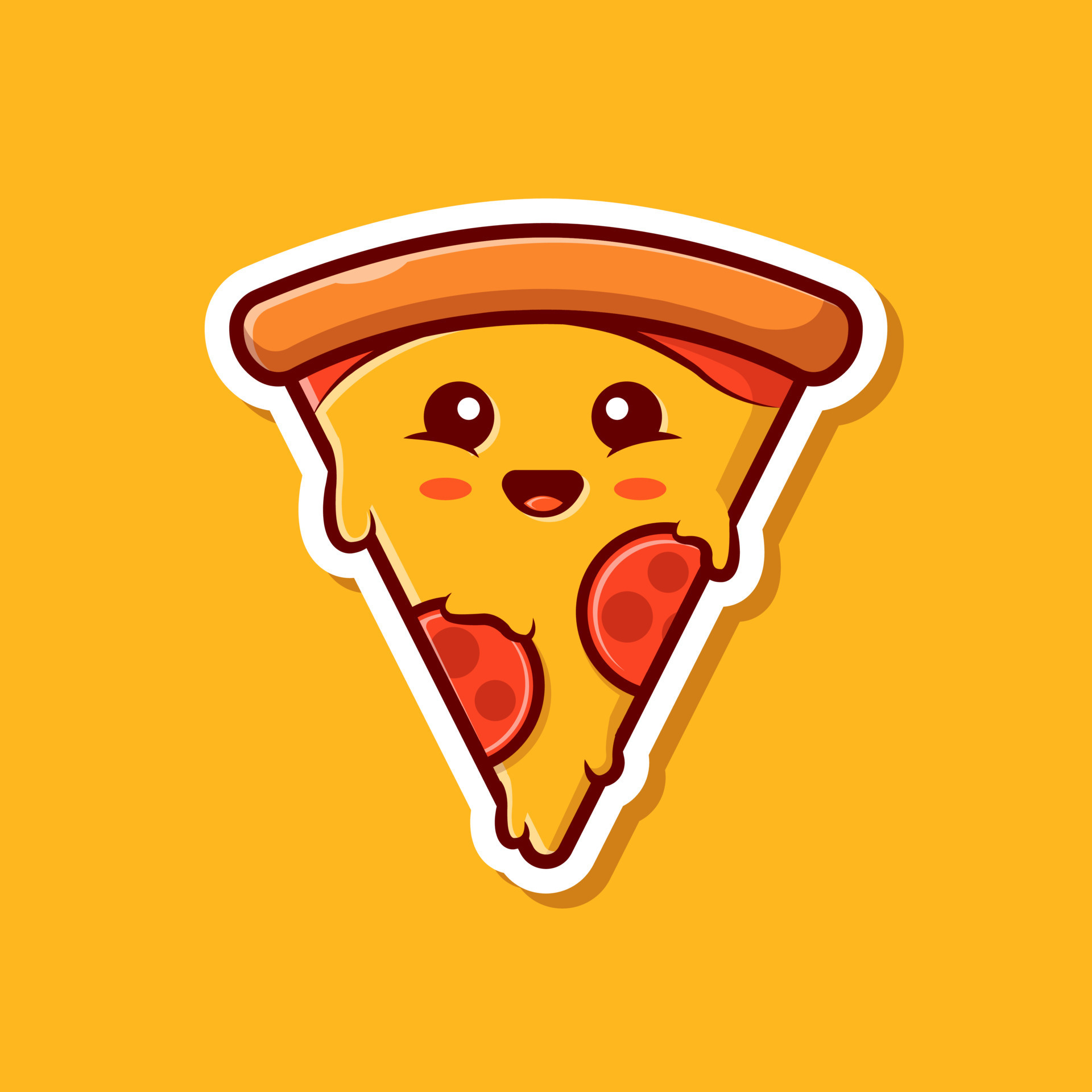 Cute Slice Of Pizza Cartoon Vector Icon Illustration Food Object Icon Concept Isolated Premium