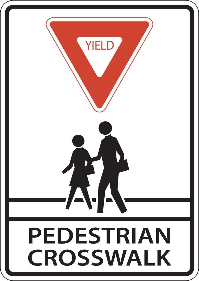 Yield Pedestrian Crosswalk Sign On White Background 12259385 Vector Art At Vecteezy