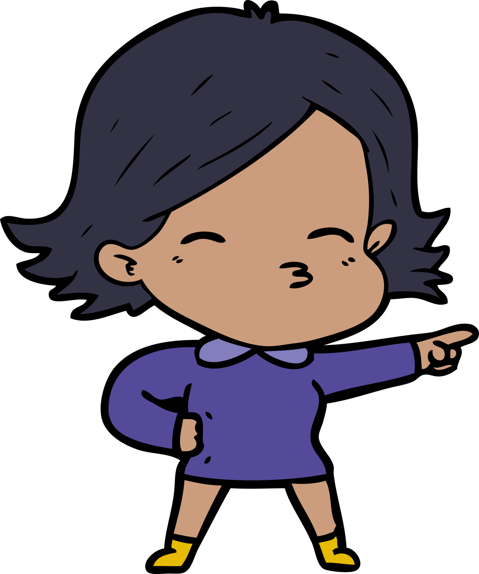 cartoon woman pointing 12260729 Vector Art at Vecteezy