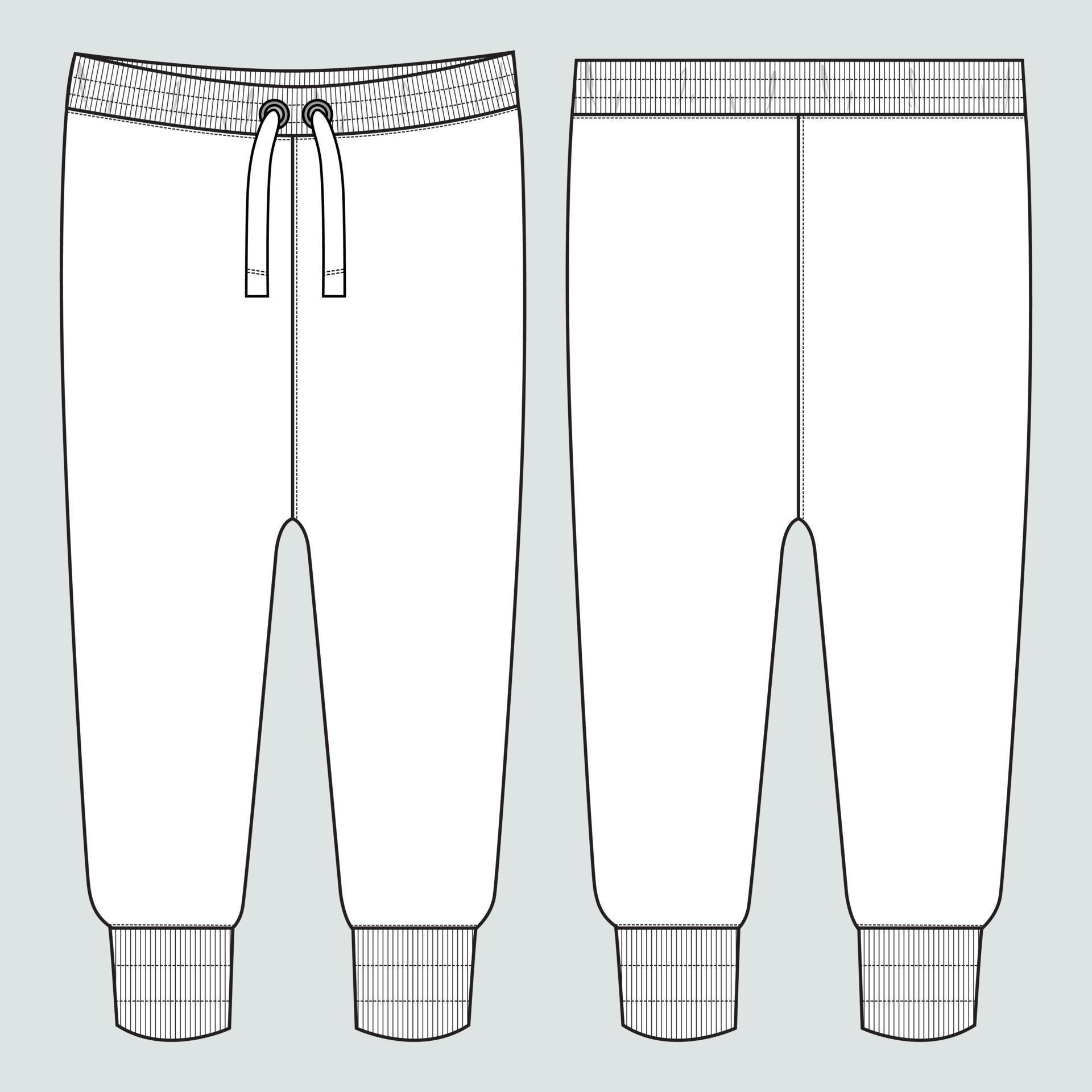 Fleece Fabric Jogger Sweatpants Overall Technical Fashion Flat Sketch