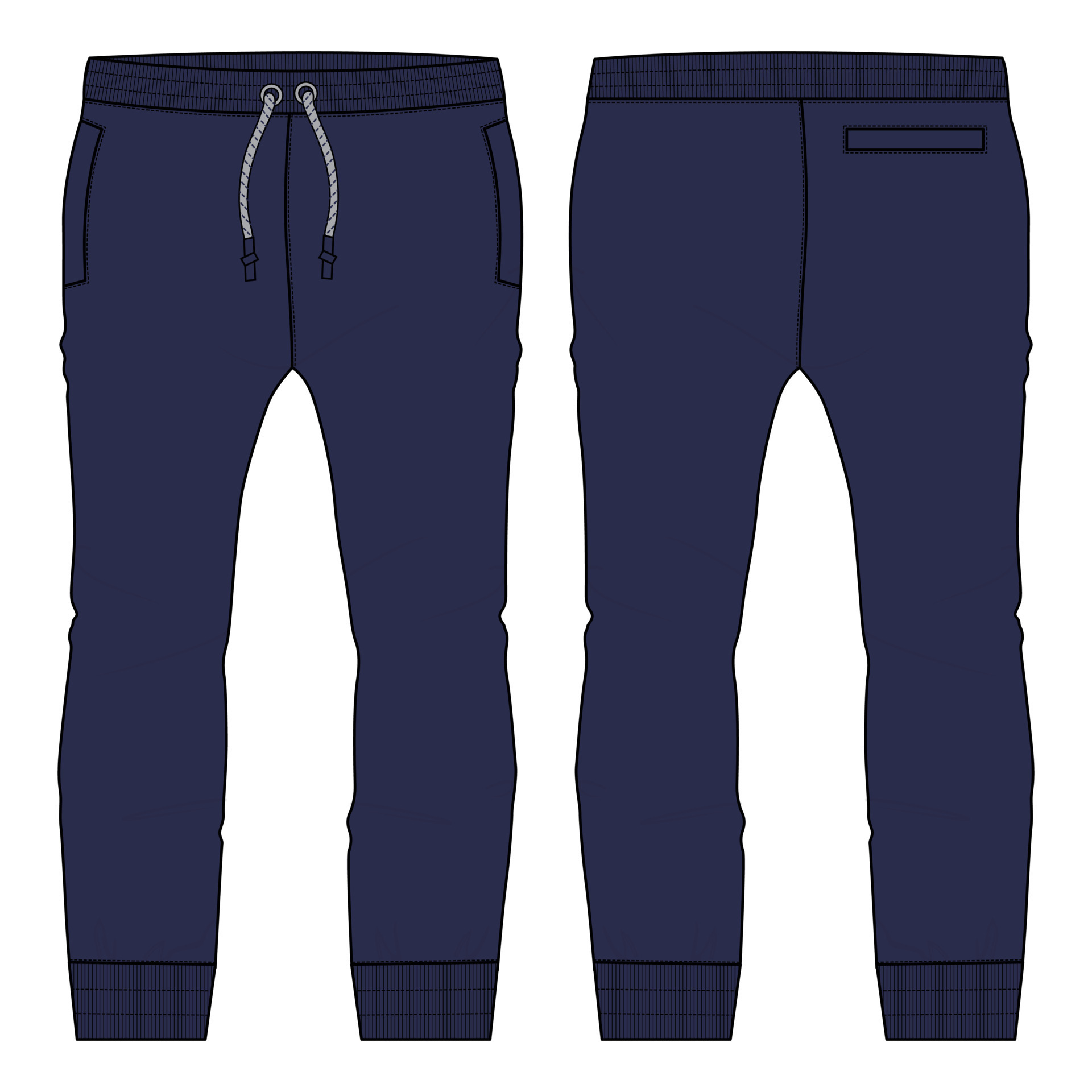 Fleece Fabric Jogger Sweatpants Overall Technical Fashion Flat Sketch