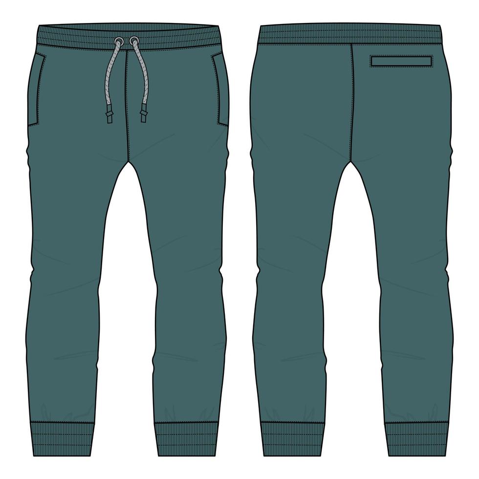 Fleece Fabric Jogger Sweatpants Overall Technical Fashion Flat Sketch