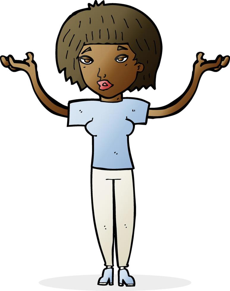 cartoon woman shrugging shoulders 12262944 Vector Art at Vecteezy