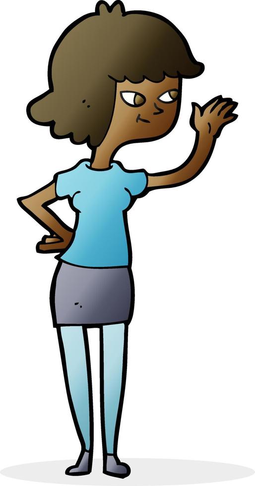 cartoon friendly girl waving 12264356 Vector Art at Vecteezy