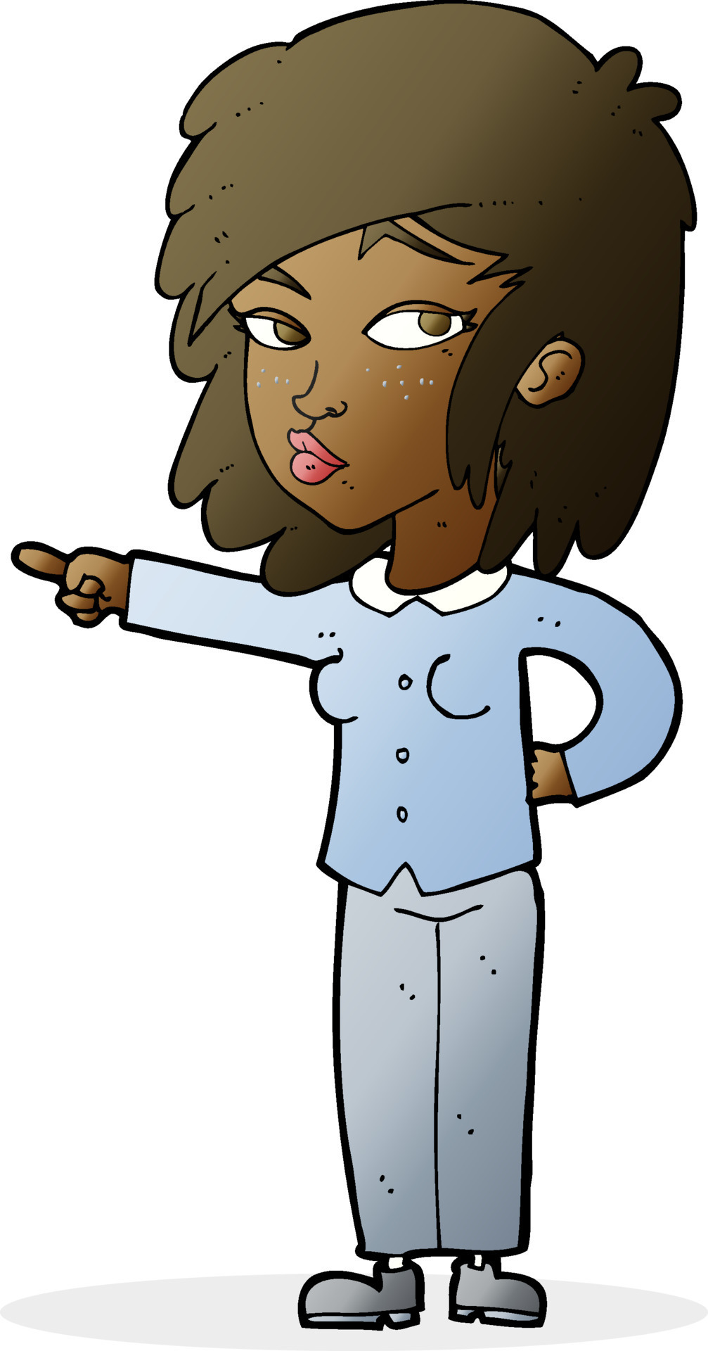 cartoon woman pointing 12264375 Vector Art at Vecteezy