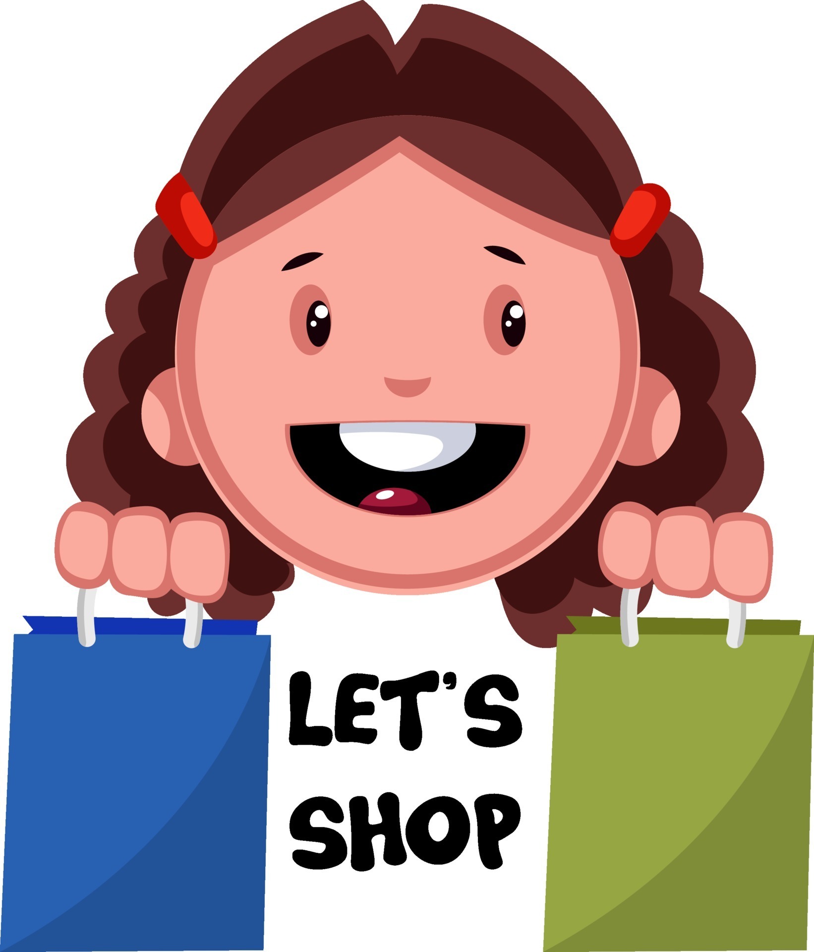 Lets shop girl emoji, illustration, vector on white background. 12266353 Vector Art at Vecteezy