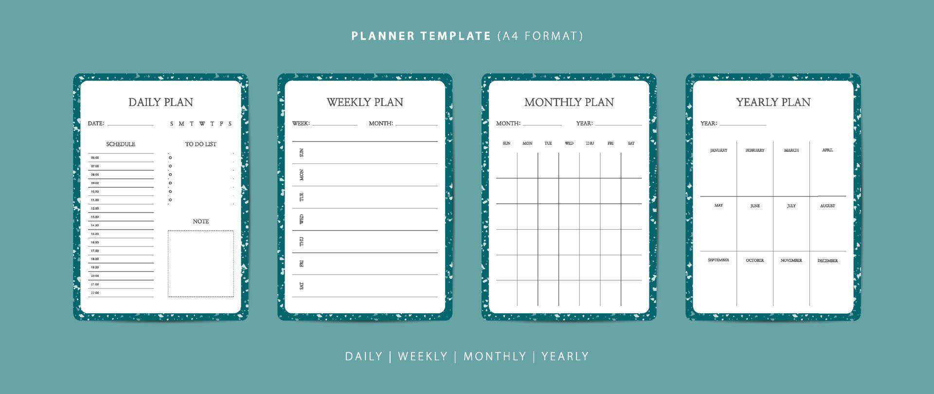 Set of daily, weekly, monthly, and yearly planner minimalist template ...