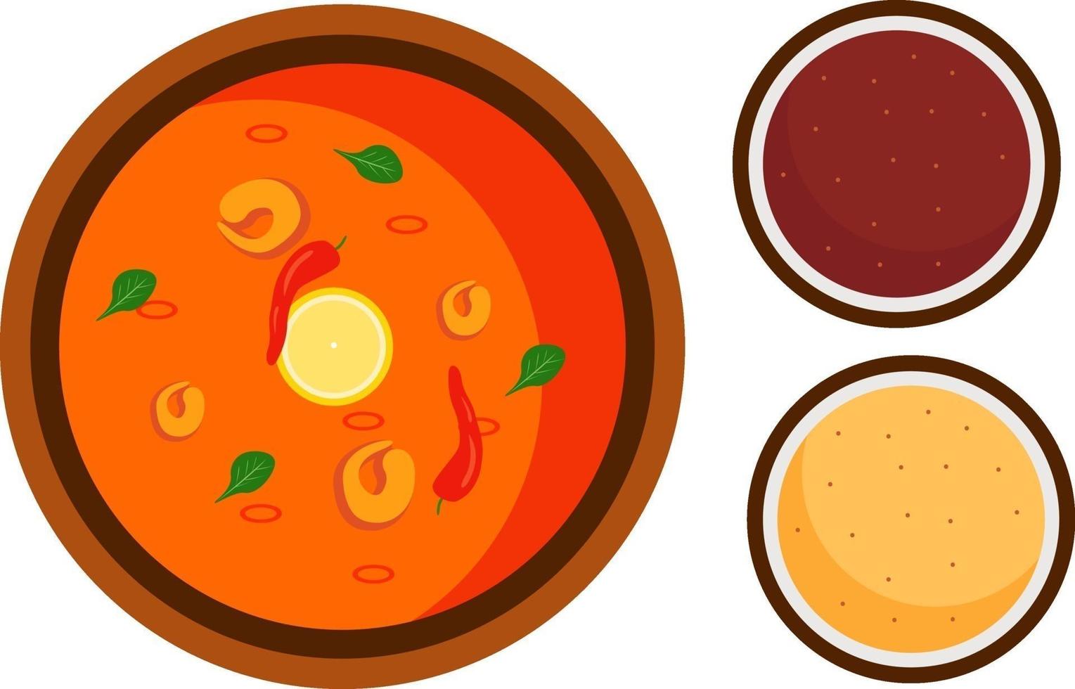 Delicious Asian food, illustration, vector on a white background ...