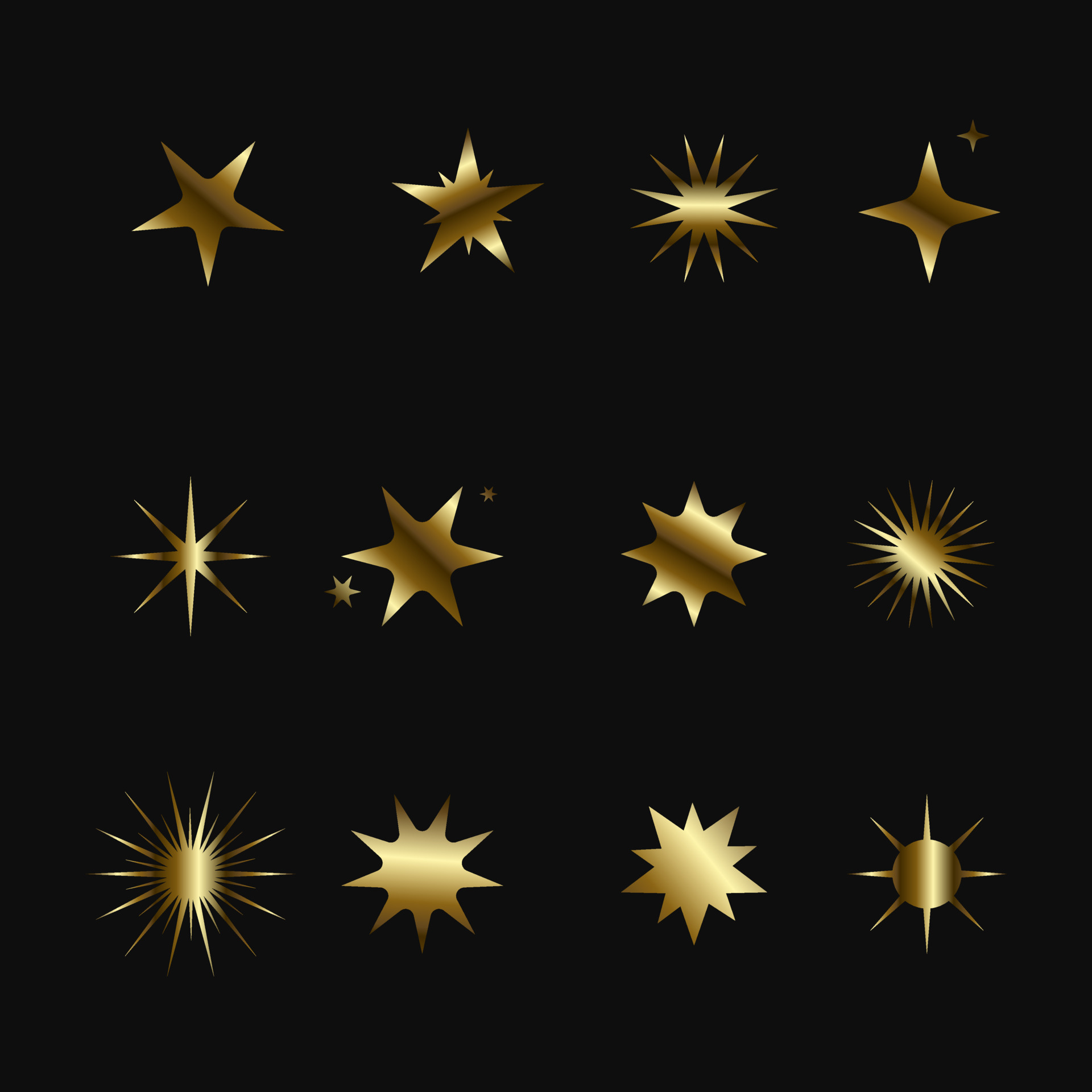 Luxury Flat sparkling star collection, SET of wink stars used for effect and celebrate designs ...