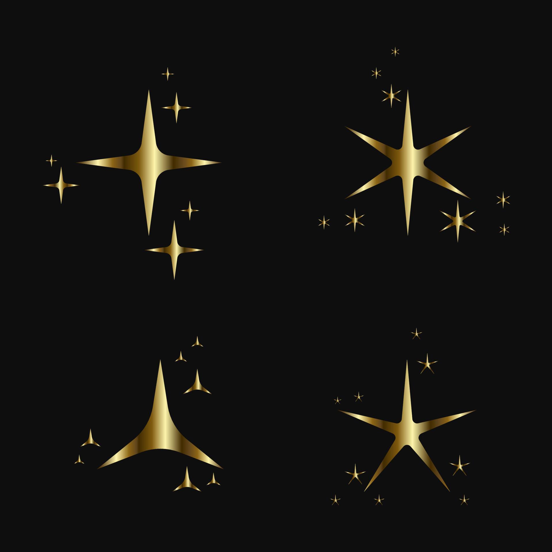 Golden Flat sparkling stars for celebraion artwork design, golden vector star wink template used ...