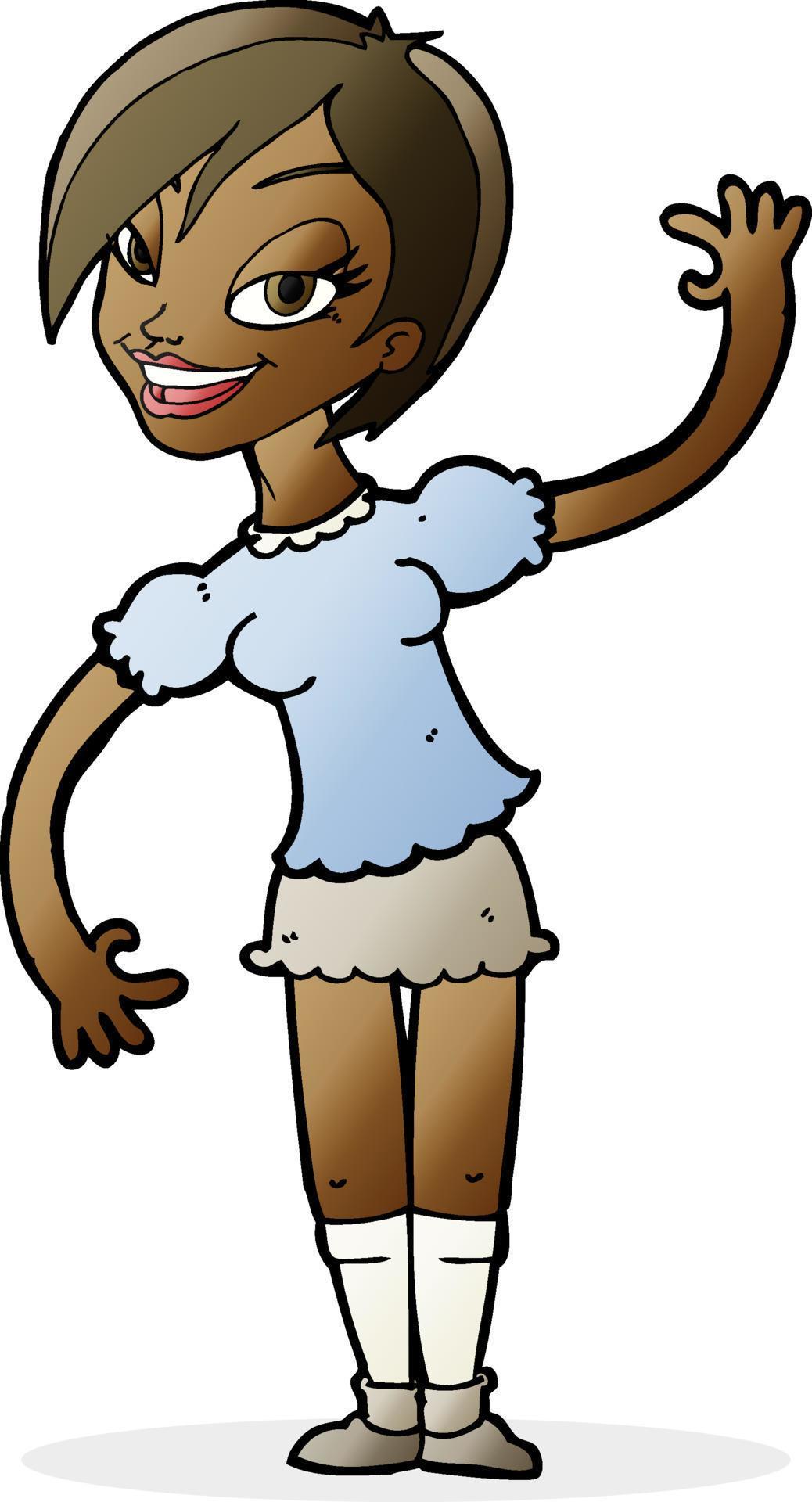 cartoon girl waving 12275440 Vector Art at Vecteezy