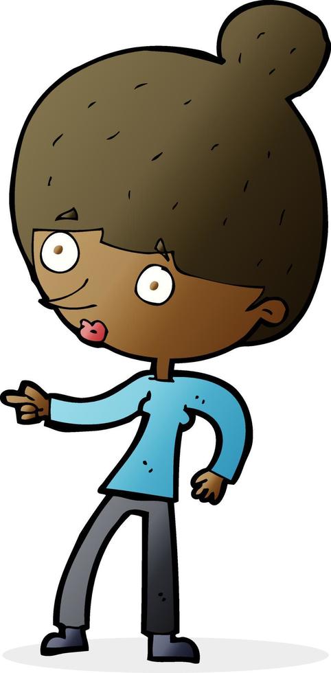 cartoon woman pointing 12275774 Vector Art at Vecteezy