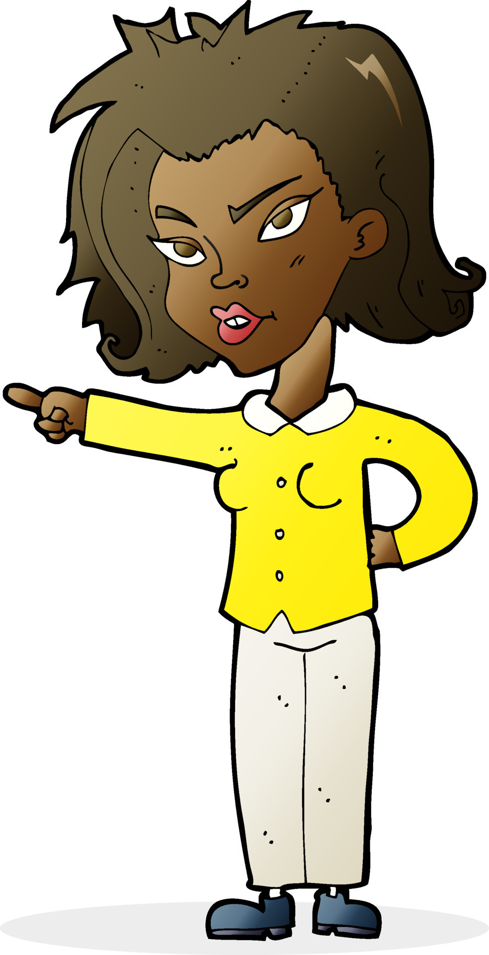cartoon woman pointing 12275807 Vector Art at Vecteezy