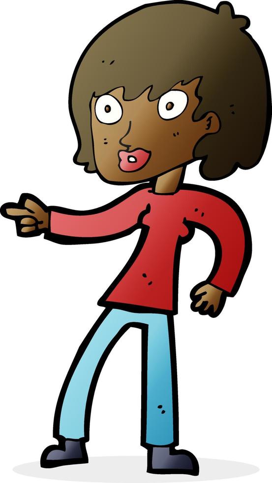 cartoon woman pointing 12276462 Vector Art at Vecteezy