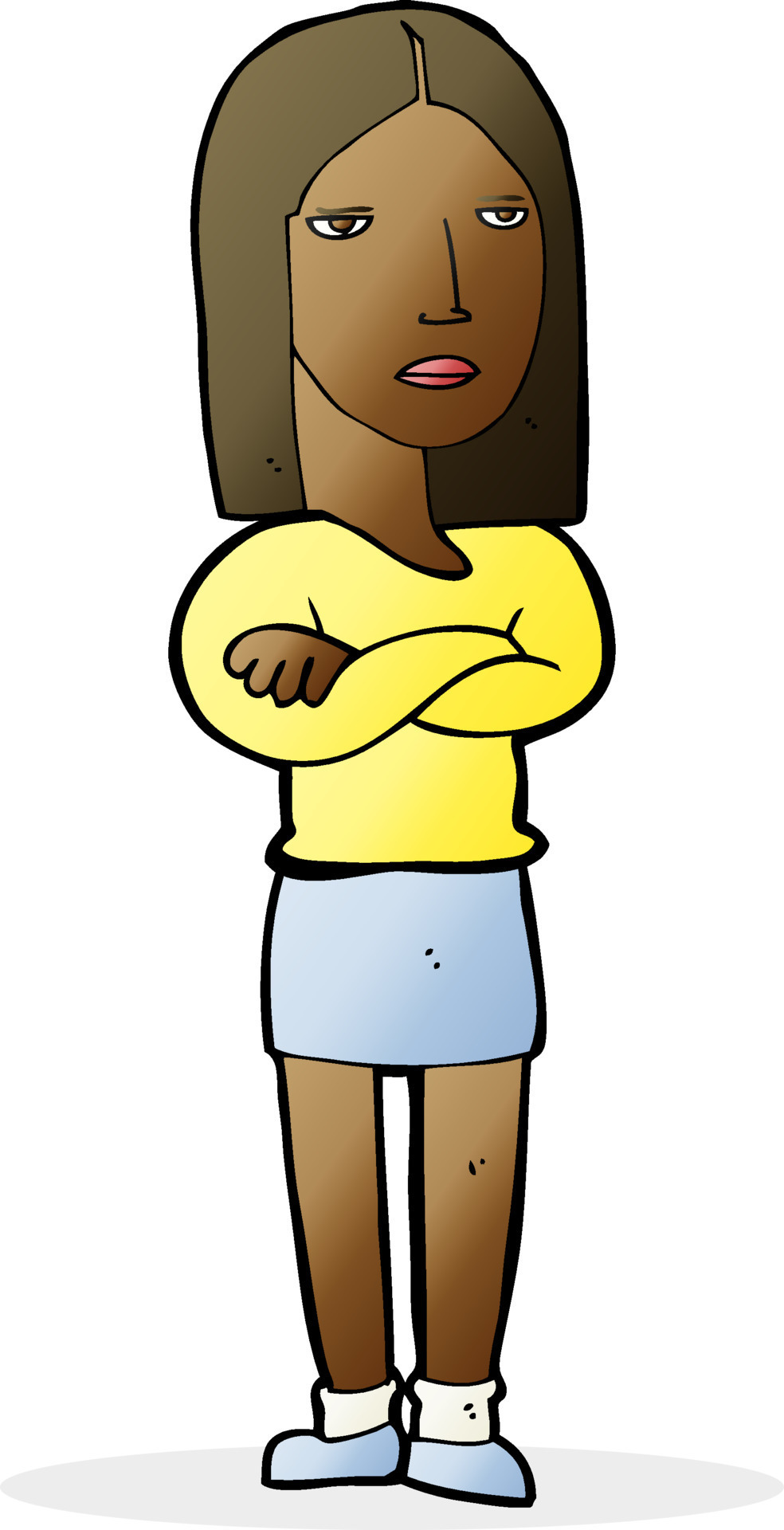 cartoon woman with folded arms 12276708 Vector Art at Vecteezy